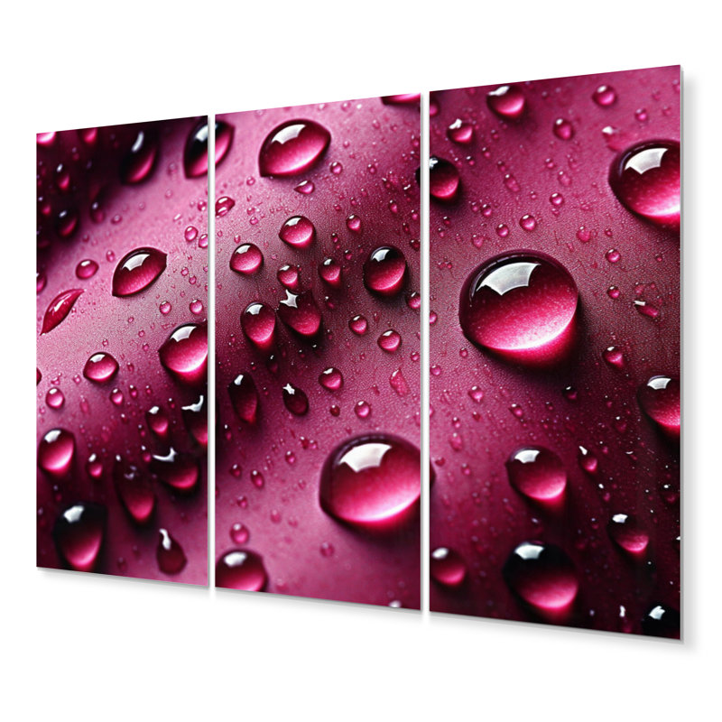 Ebern Designs Red Rose with Raindrops X - Raindrops Metal Wall Decor ...