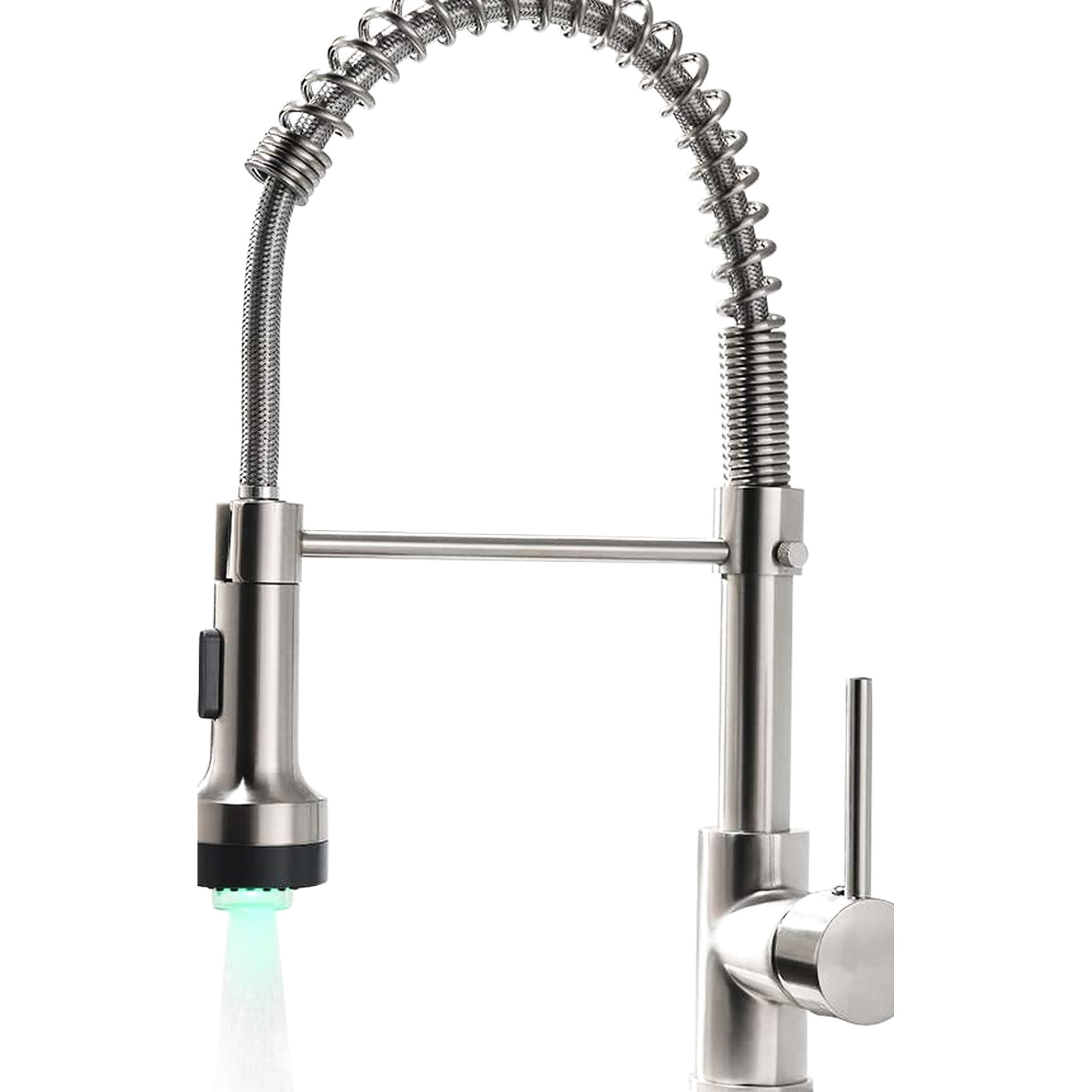 Latitude Run® Single Handle Kitchen Faucet With Pull Down , Brushed ...