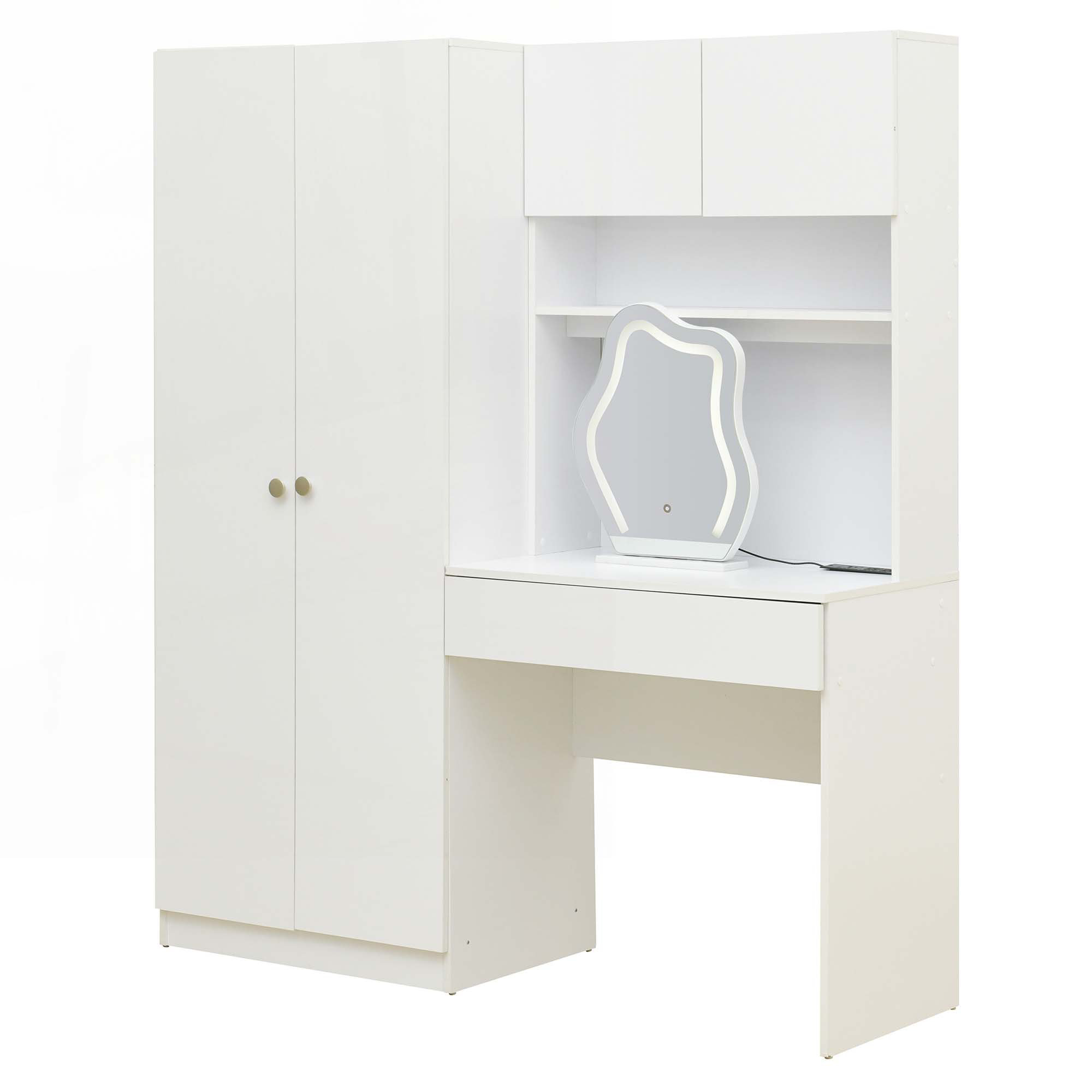 Latitude Run® 2-Door Wooden Storage Vanity Wardrobe for Bedroom with ...