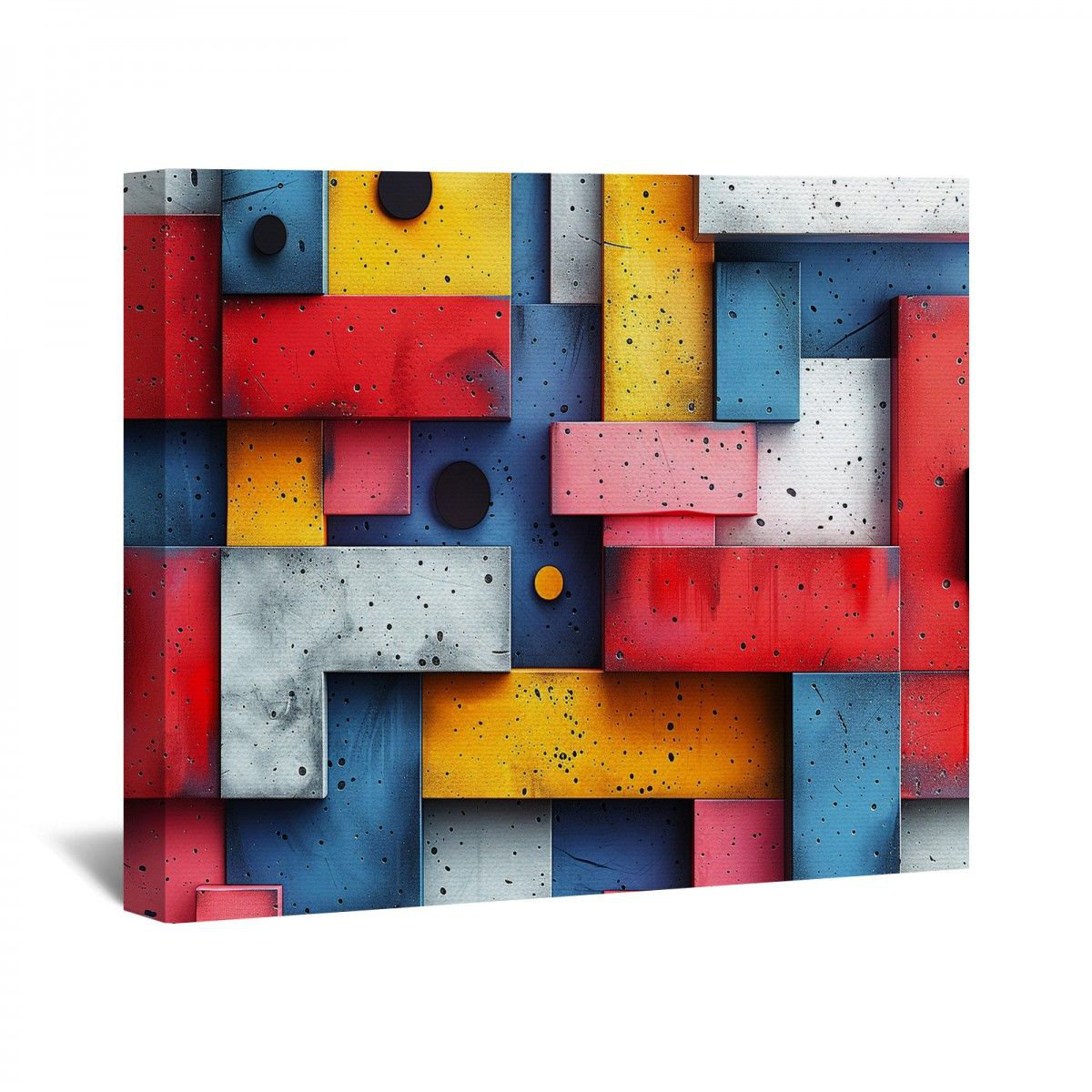 Ivy Bronx Abstract blocks Canvas Wrap - Cool pattern Wall Decor ...