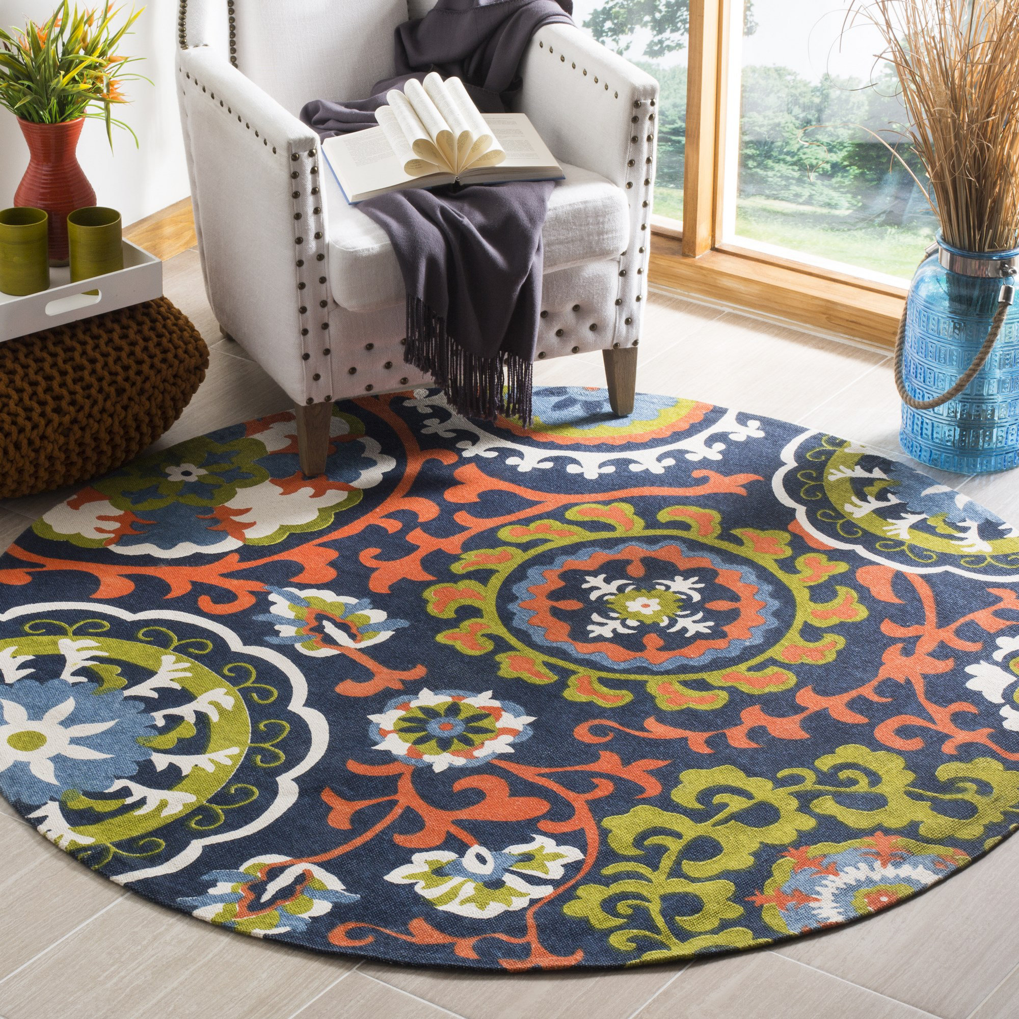 Wrought Studio™ Columbus Circle Cedar Brook Hand Loomed Cotton Ikat Rug ...