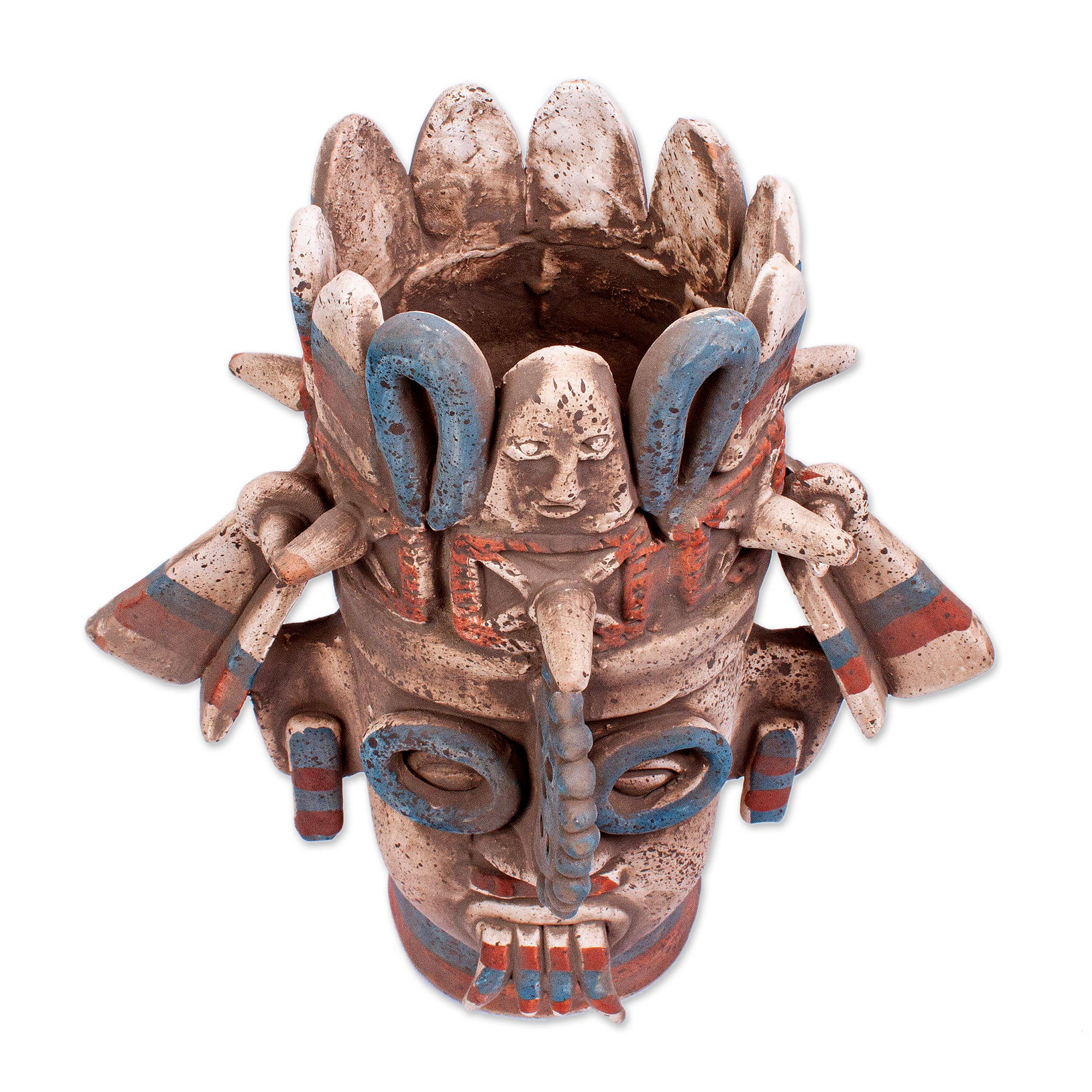 Bungalow Rose Aztec Rain God Tlaloc Ceramic Vessel Sculpture | Wayfair