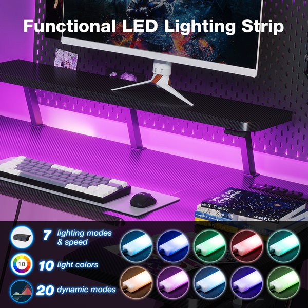 Inbox Zero Marianno L-shaped Gaming Desk with Recessed Power Outlets ...