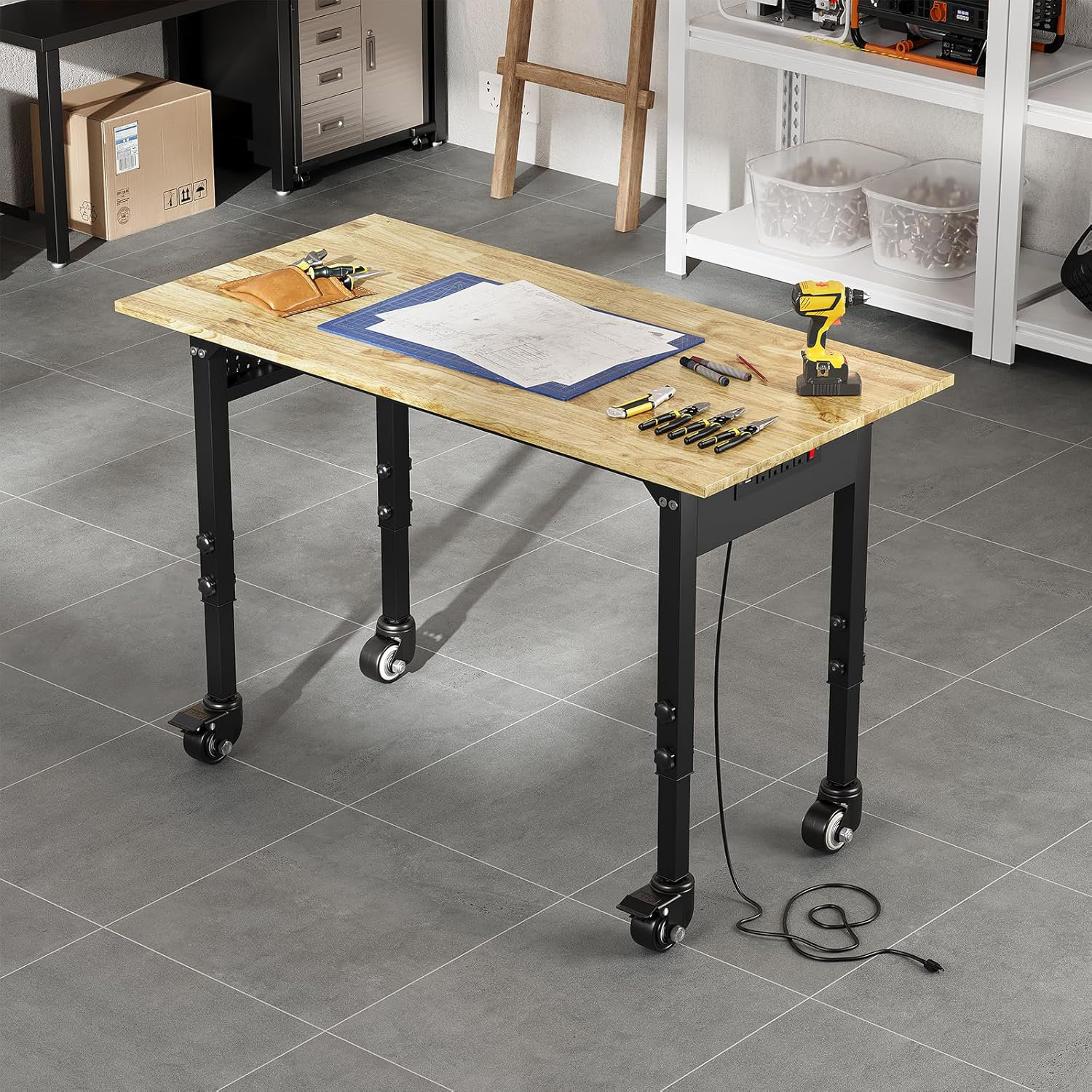 WFX Utility™ Adjustable Heavy Duty Workbench With 4 AC Outlet And 2 USB ...