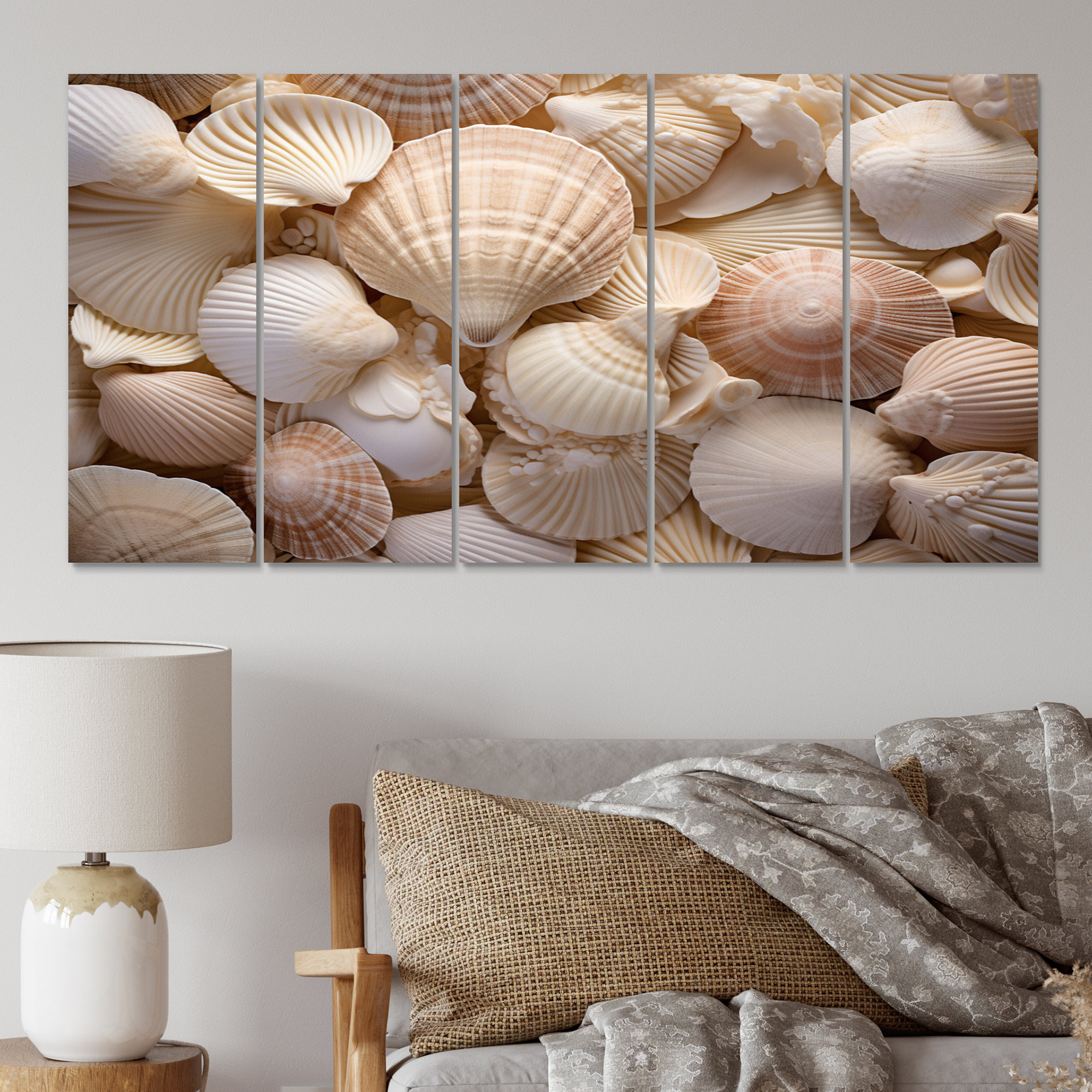 Highland Dunes Beige Clam Seashell Symphony I - Clam Wall Art Print - 5 ...
