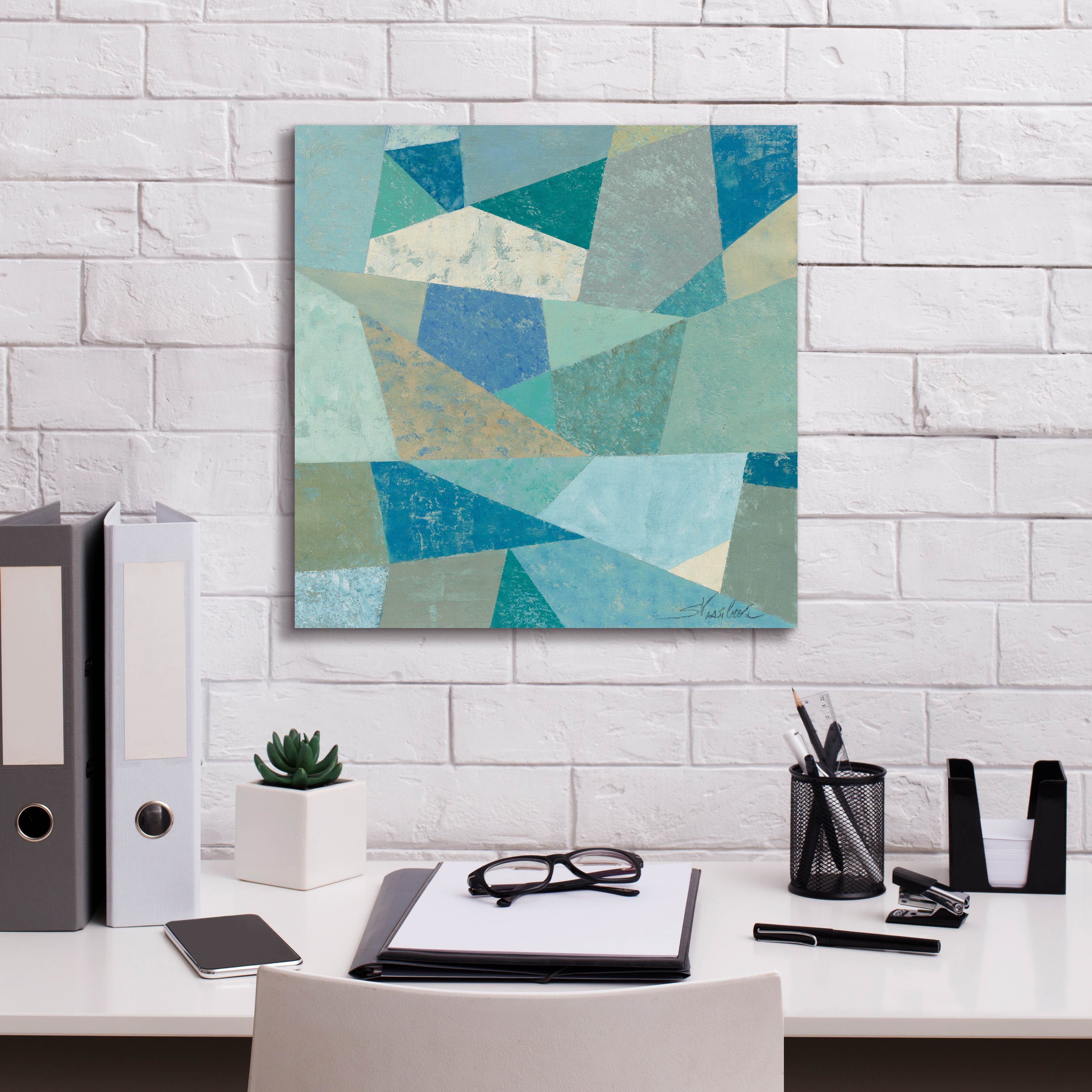 Ivy Bronx 'Teal Geo Metric' By Silvia Vassileva, Canvas Wall Art ...