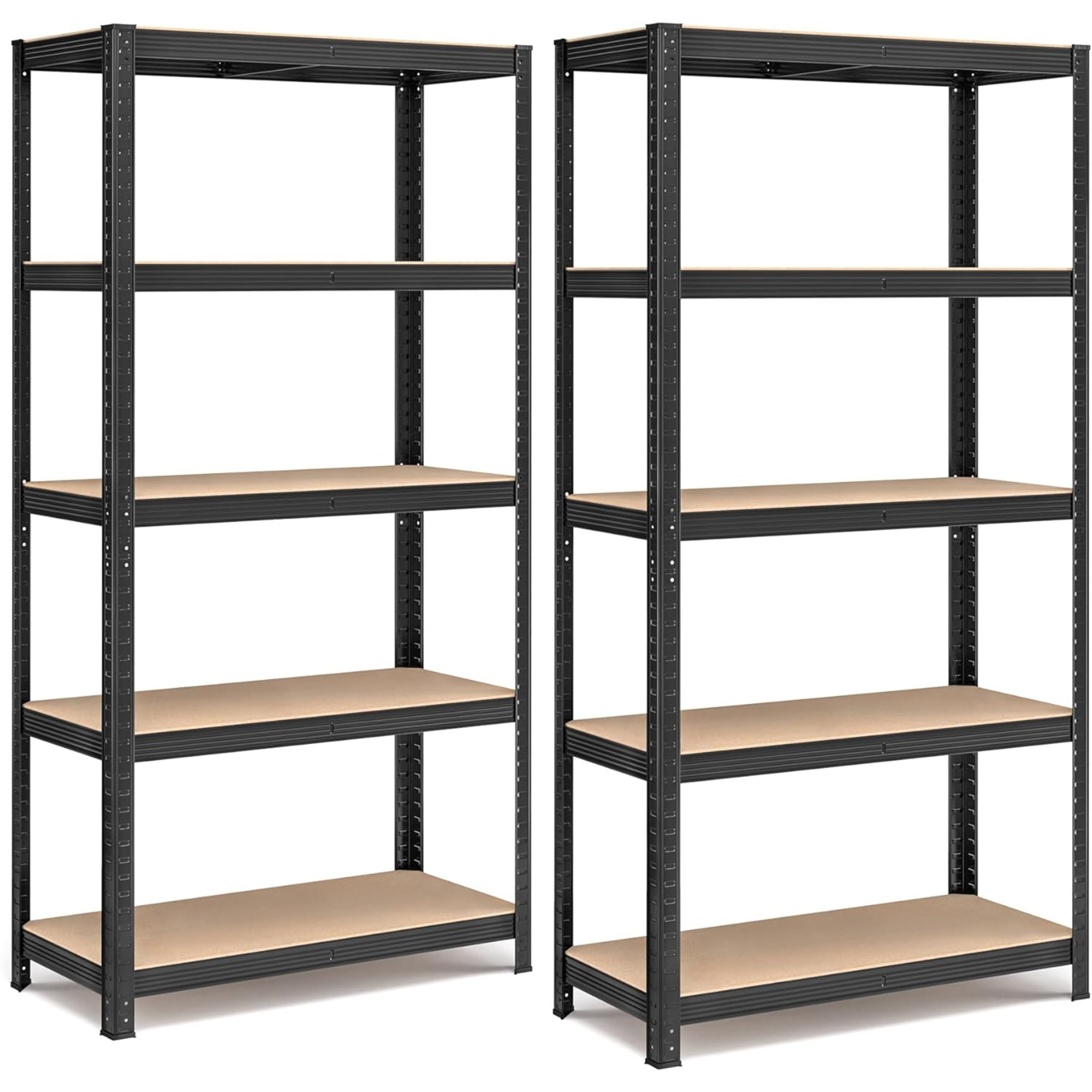17 Stories Pack of Two 5-Tier Heavy-Duty Steel Shelving Storage Units ...