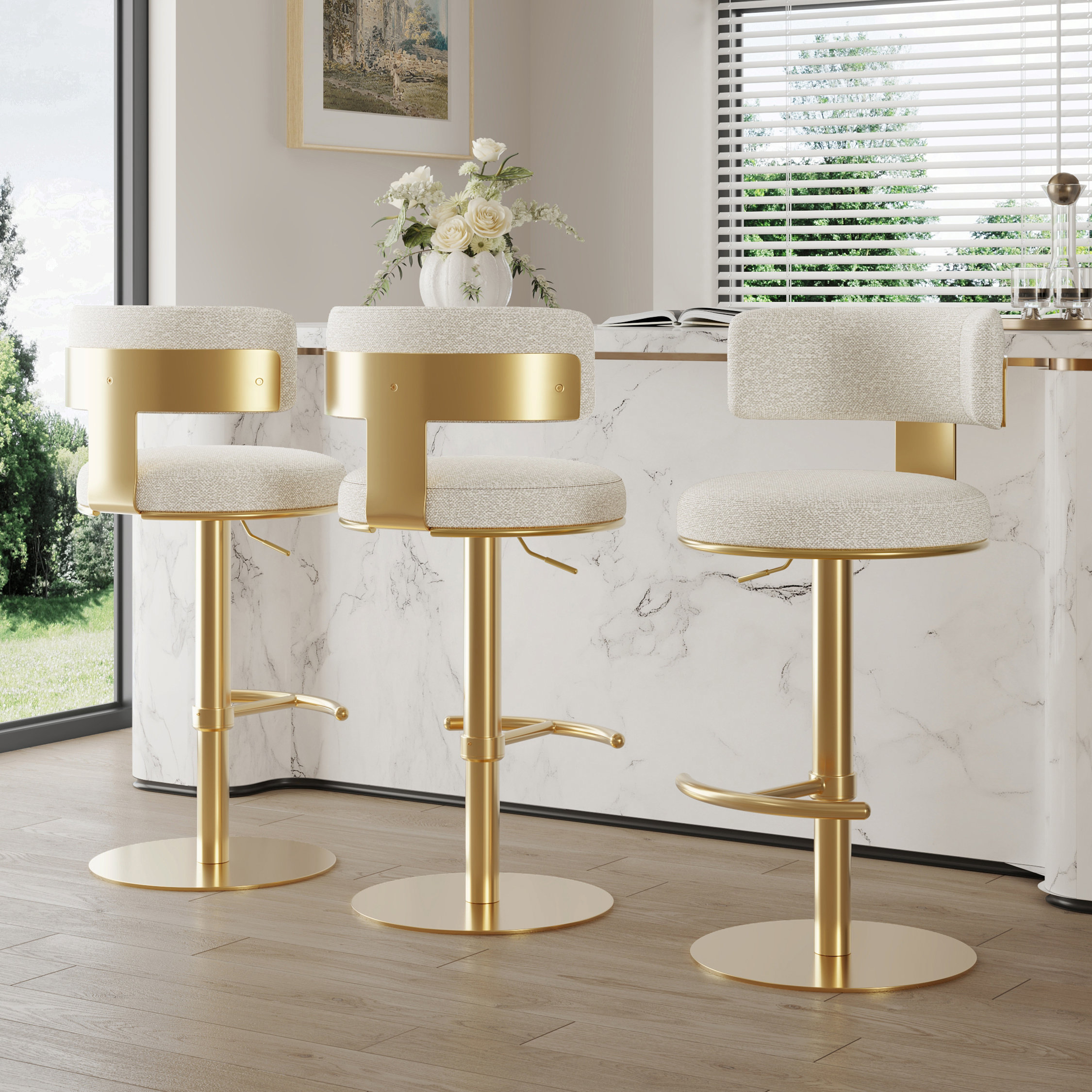 Everly Quinn Swivel Adjustable Height Bar Stool & Reviews | Wayfair