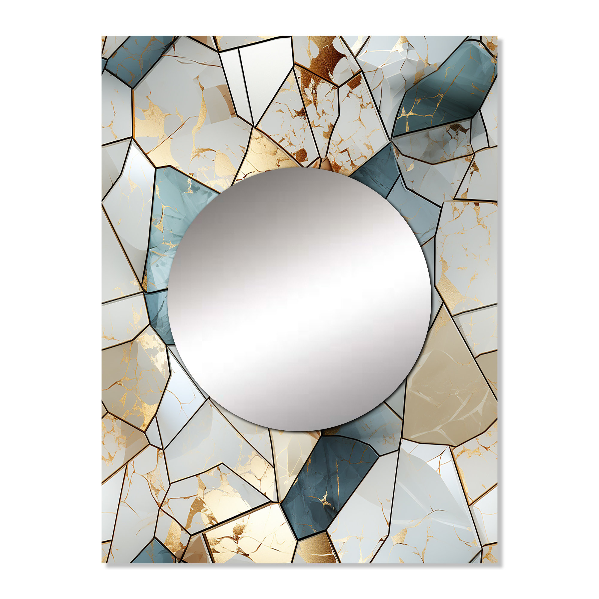 East Urban Home Hansali Teal And Grey Marble Harmony - marble Unique ...