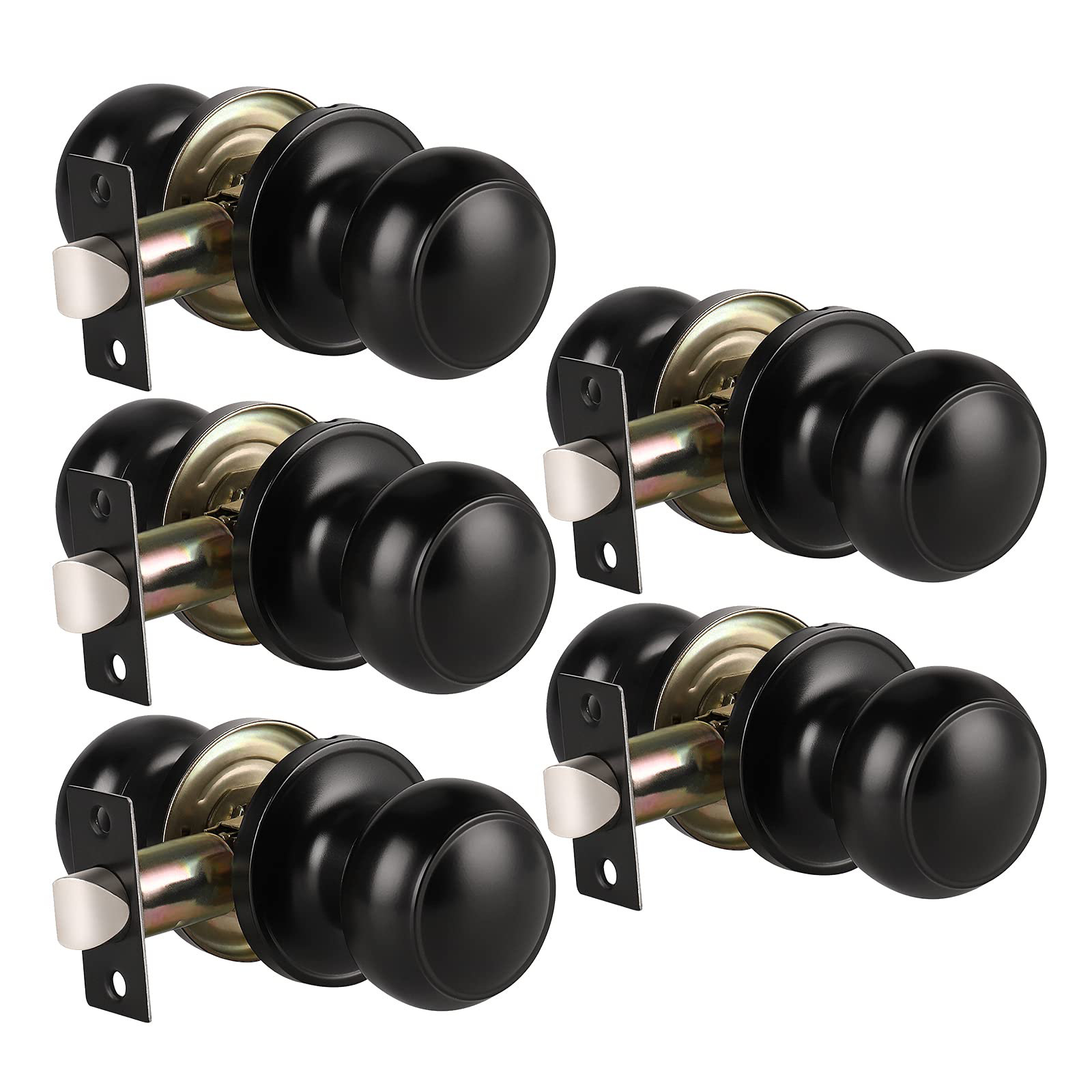 MARLIN MANUFACTURING COMPANY, INCORPORATED 5 Pack Matte Black Passage Door Knob For Hallway Or ...