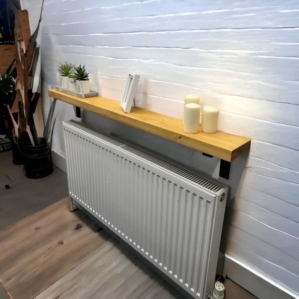 17 Stories Handmade Solid Wood Radiator Shelf With Brackets Rustic Slim ...