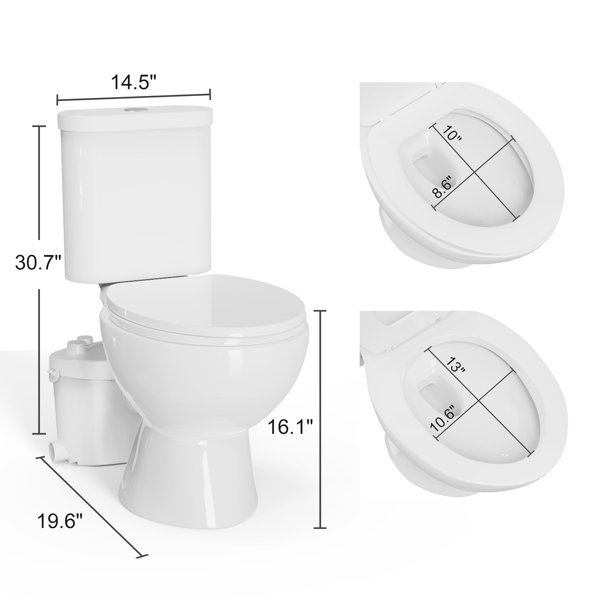 SUPERFLO Upflush Toilet for Basement-Macerating Toilet with 600W ...
