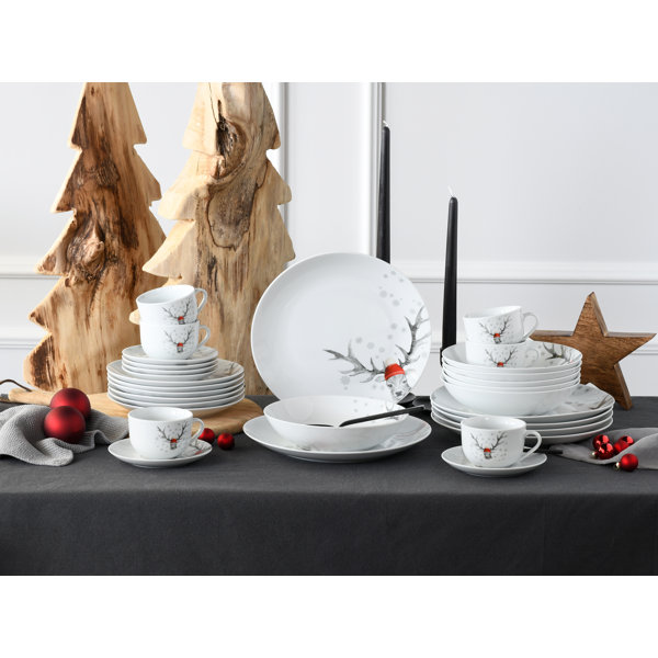 Creatable Luna 30 Piece Porcelain Dinnerware Set - Service for 6 ...