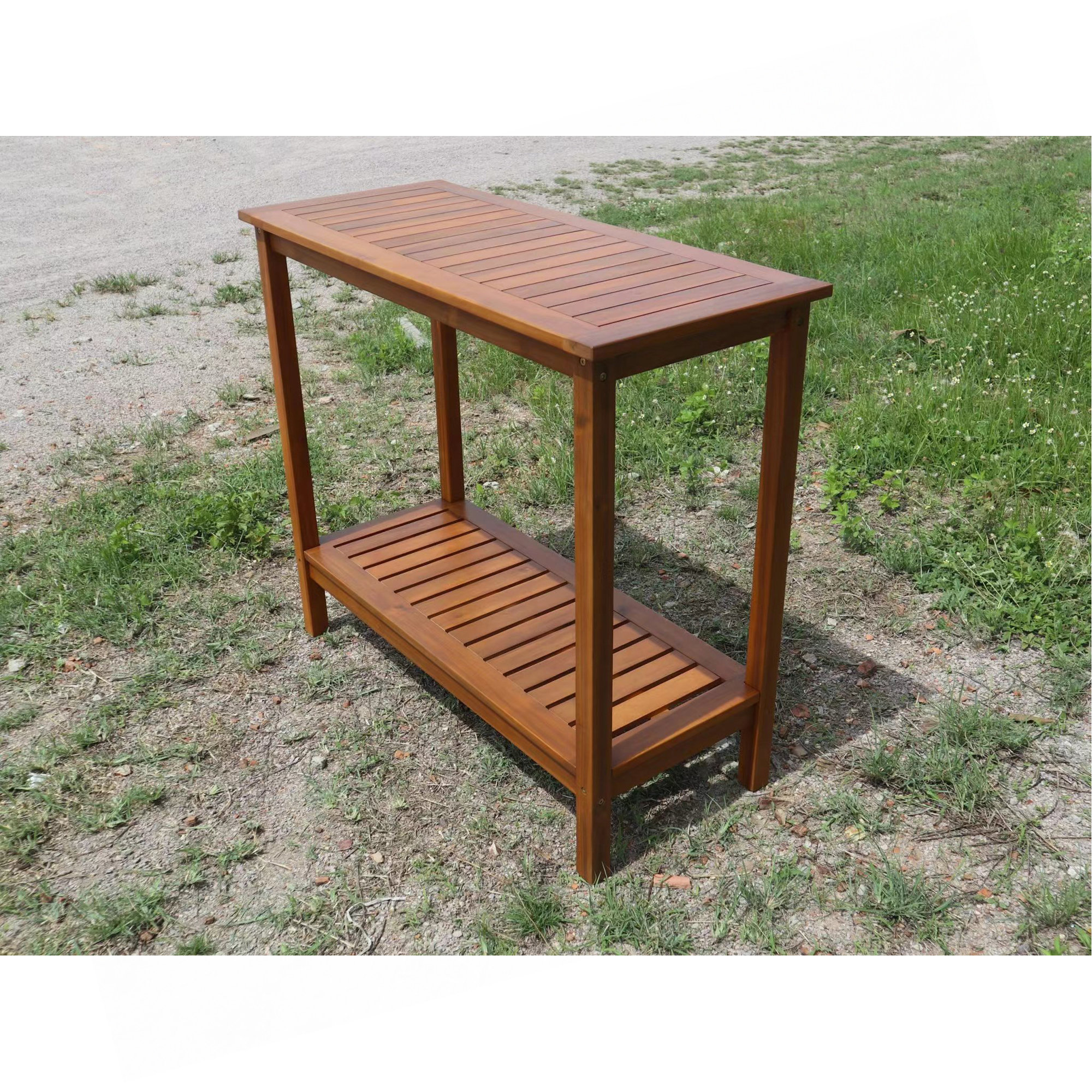 Mr Hua Wooden Workstation For Garden Balcony Garage, Acacia Console Potting Table Light Brown ...