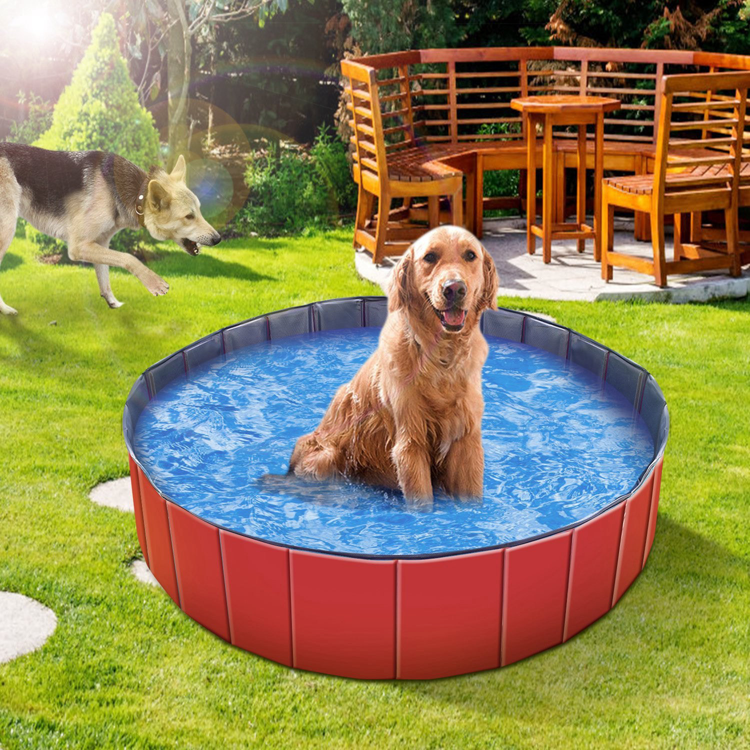 Arlmont & Co. Sundy 12" H x 47" W x 47" D PVC Foldable Dog Pool | Wayfair