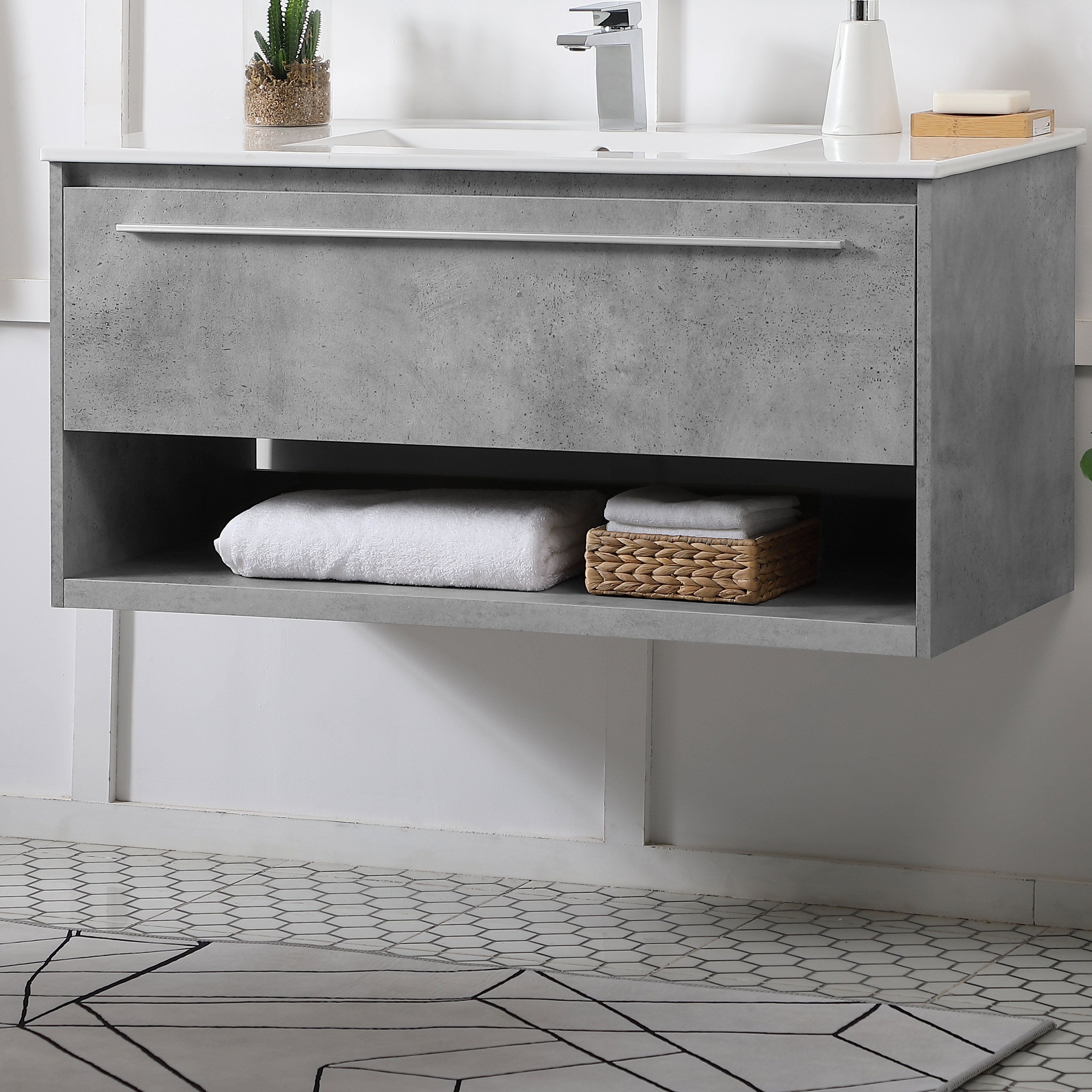 George Oliver Kasper 40'' Wall-Mounted Single Bathroom Vanity Set ...