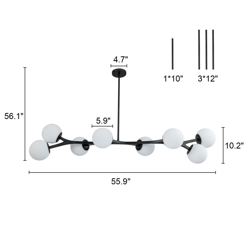 George Oliver Kaynen 8 - Light Dimmable Sputnik Linear Chandelier ...