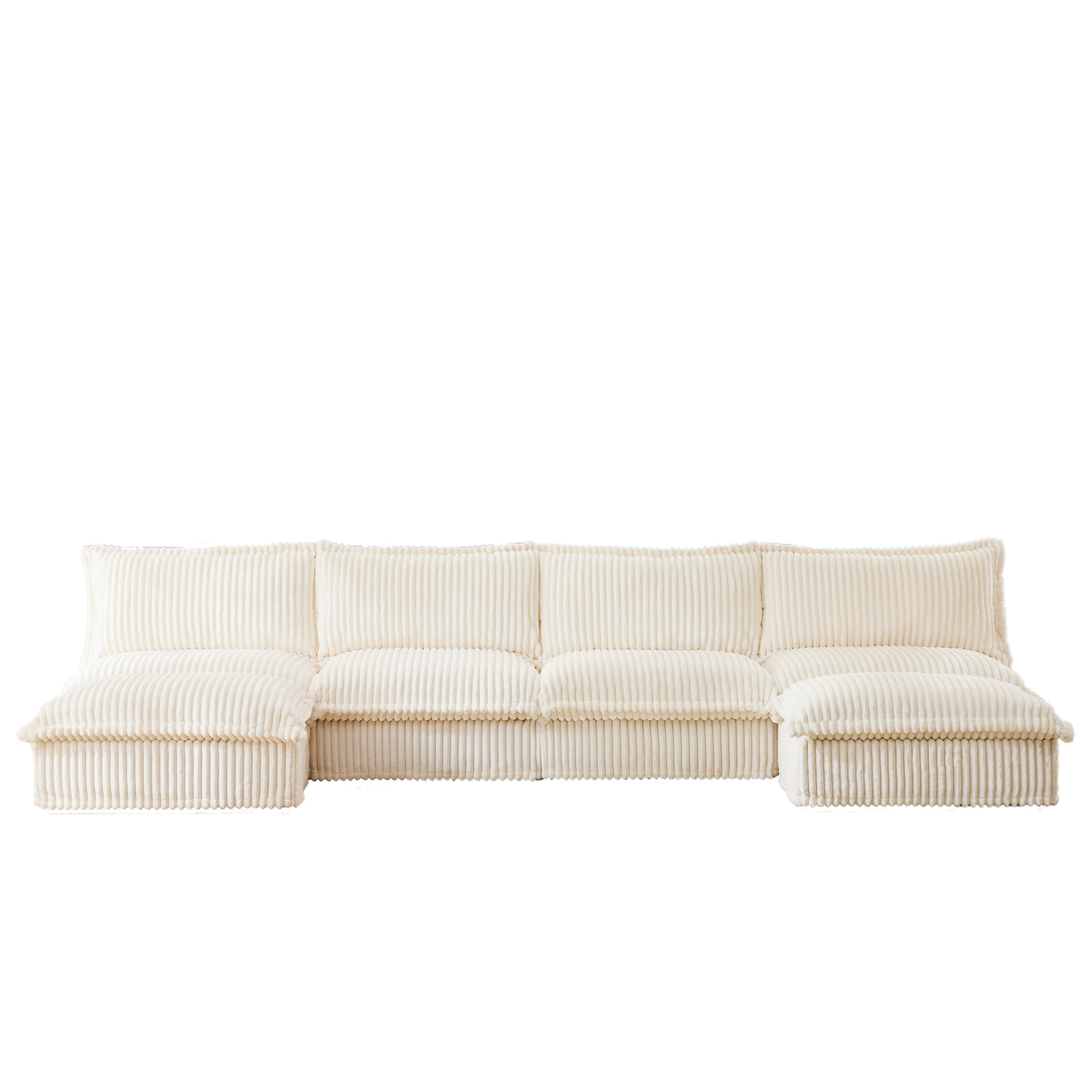 Latitude Run® Slipcovered U 4 Seater Shape Sectional Long Sectionl Cocuh,Armless Sectional Sofa ...