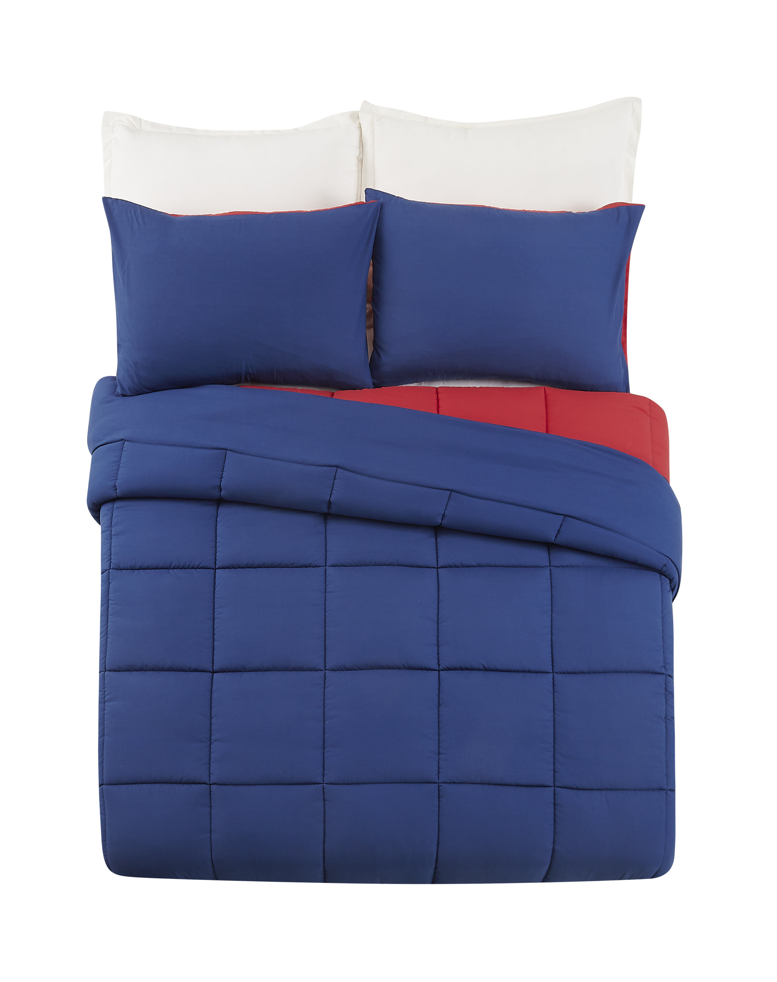 Urban Playground Peyton Solid Blue/Red Reversible Microfiber Comforter ...