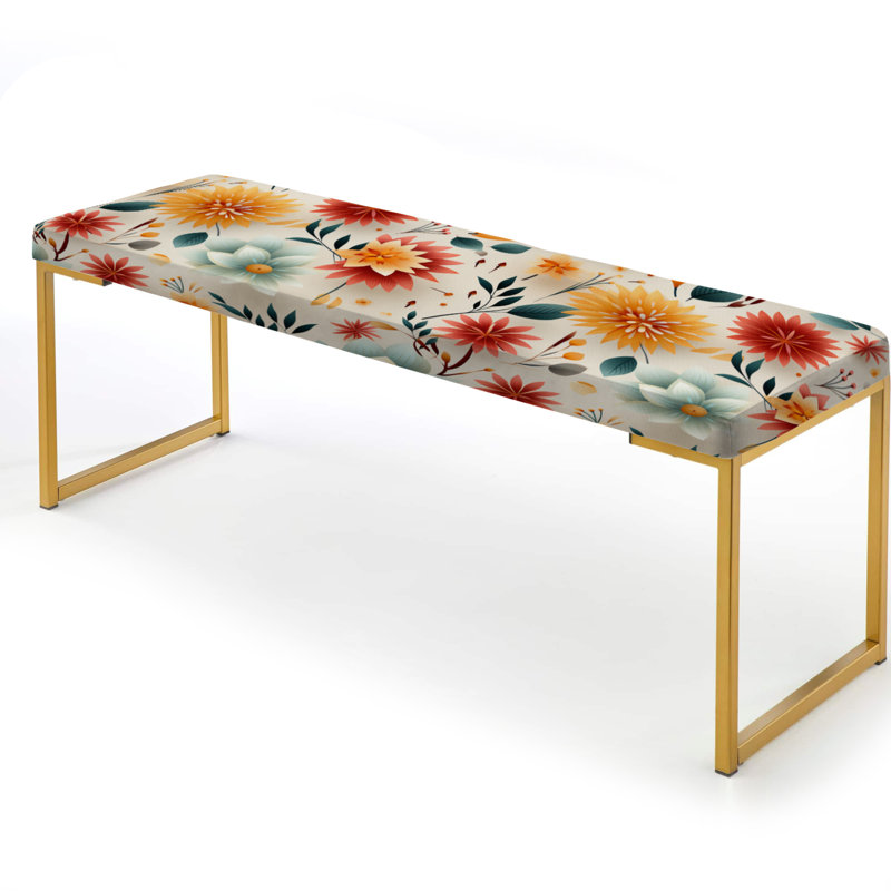 Design Art Red Timeless Garden Flowers - Botanical Upholstered Gold ...