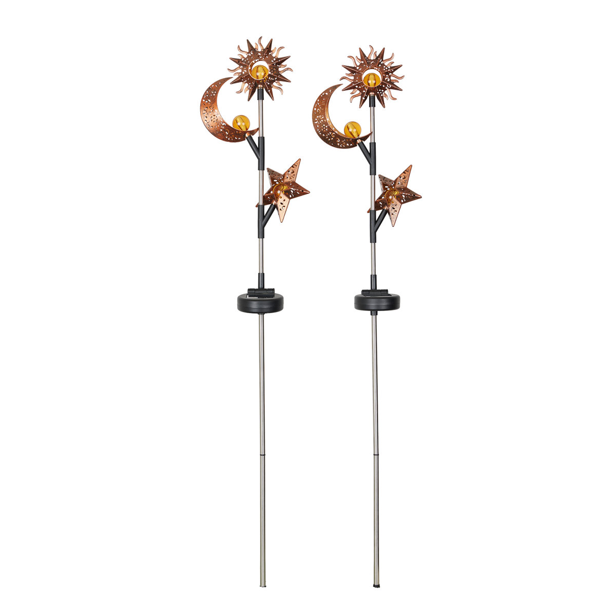 Arlmont & Co. Celestial Solar LED Stake, Sun, Moon, and Star Pathway ...