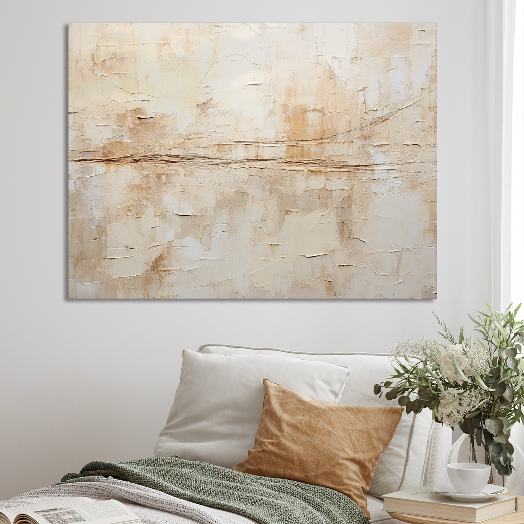 Wrought Studio™ Beige And White Timeless Minimalism - Abstract Canvas ...