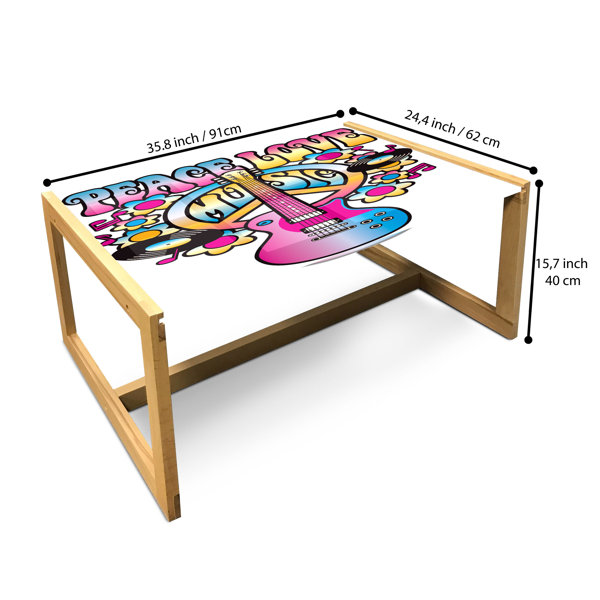 East Urban Home Groovy Coffee Table, Peace Love Music Text Guitar ...