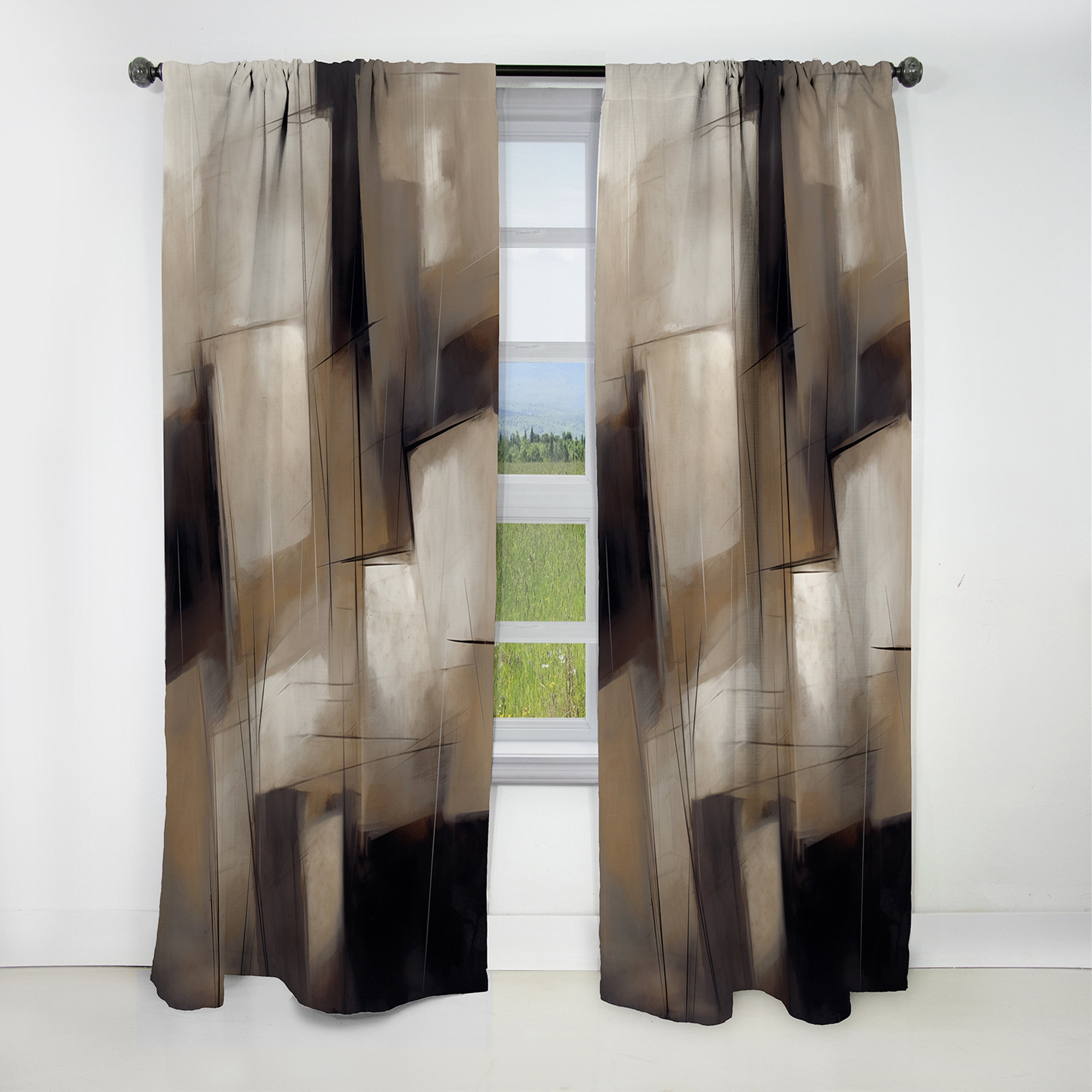 Orren Ellis Painting Of Abstract Shapes IV - Painting Curtain ...