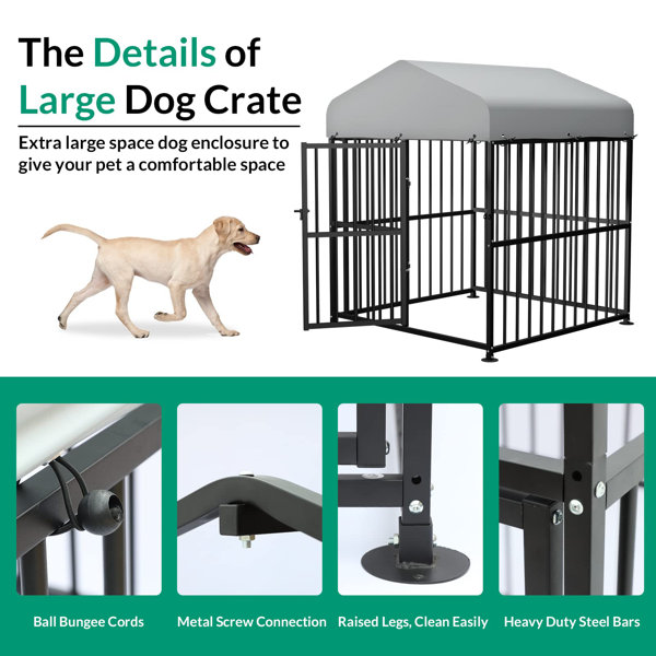 Vivijason Outdoor Dog Kennel, Heavy Duty Metal Frame Fence Dog Cage ...