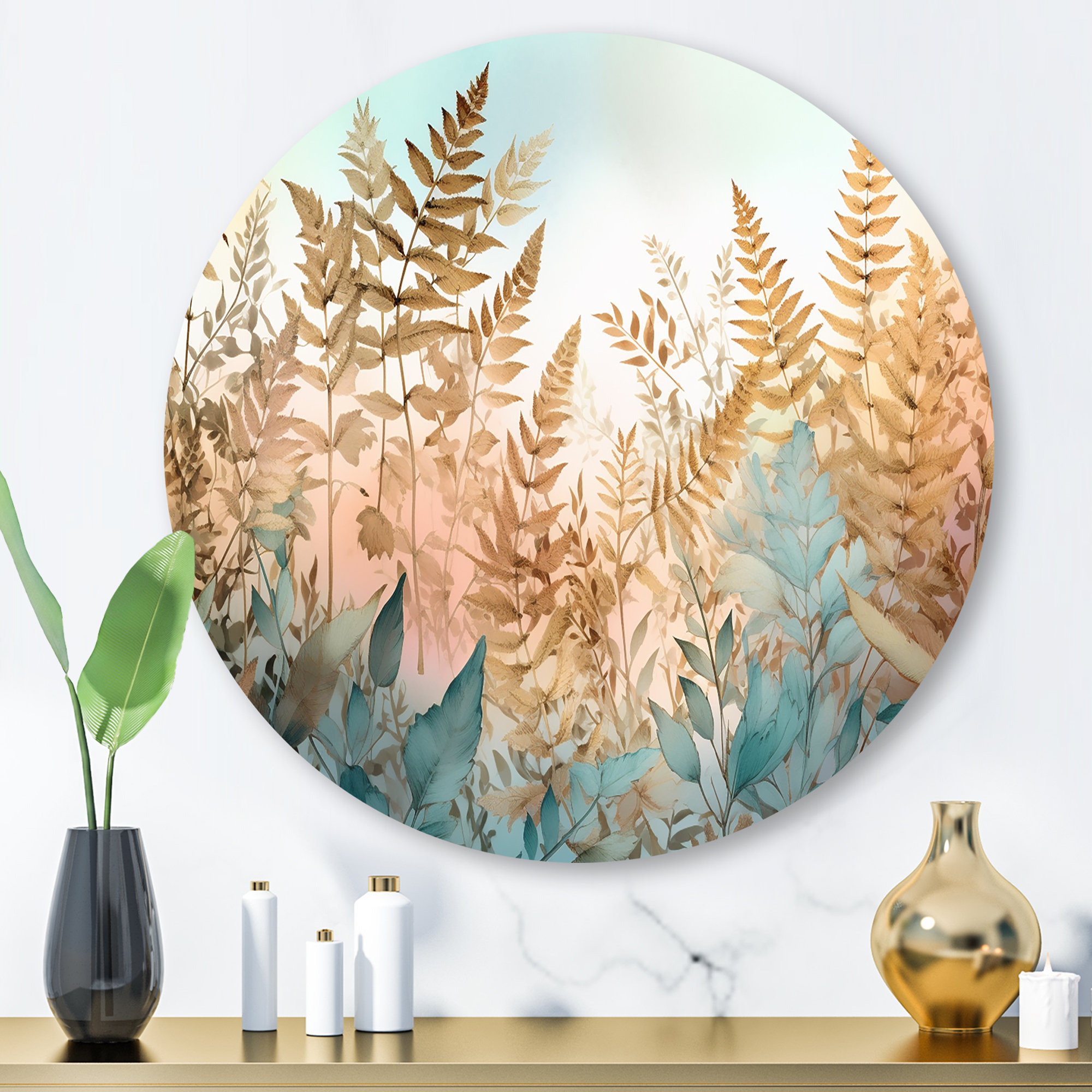 Bay Isle Home™ Beige Fern Fantasia - Ferns Round Metal Wall Art ...