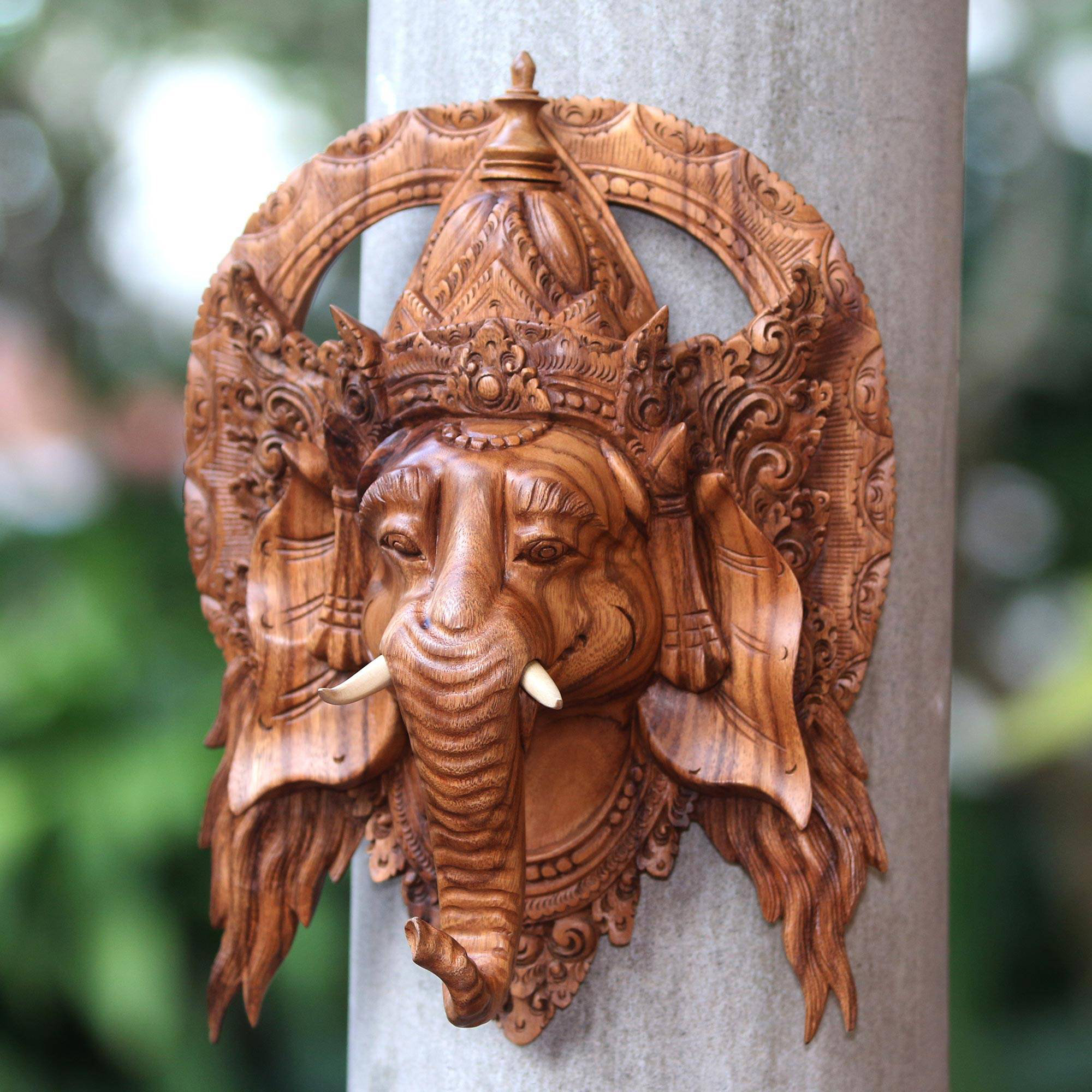 World Menagerie Ganesha Wood Mask Wall Décor | Wayfair