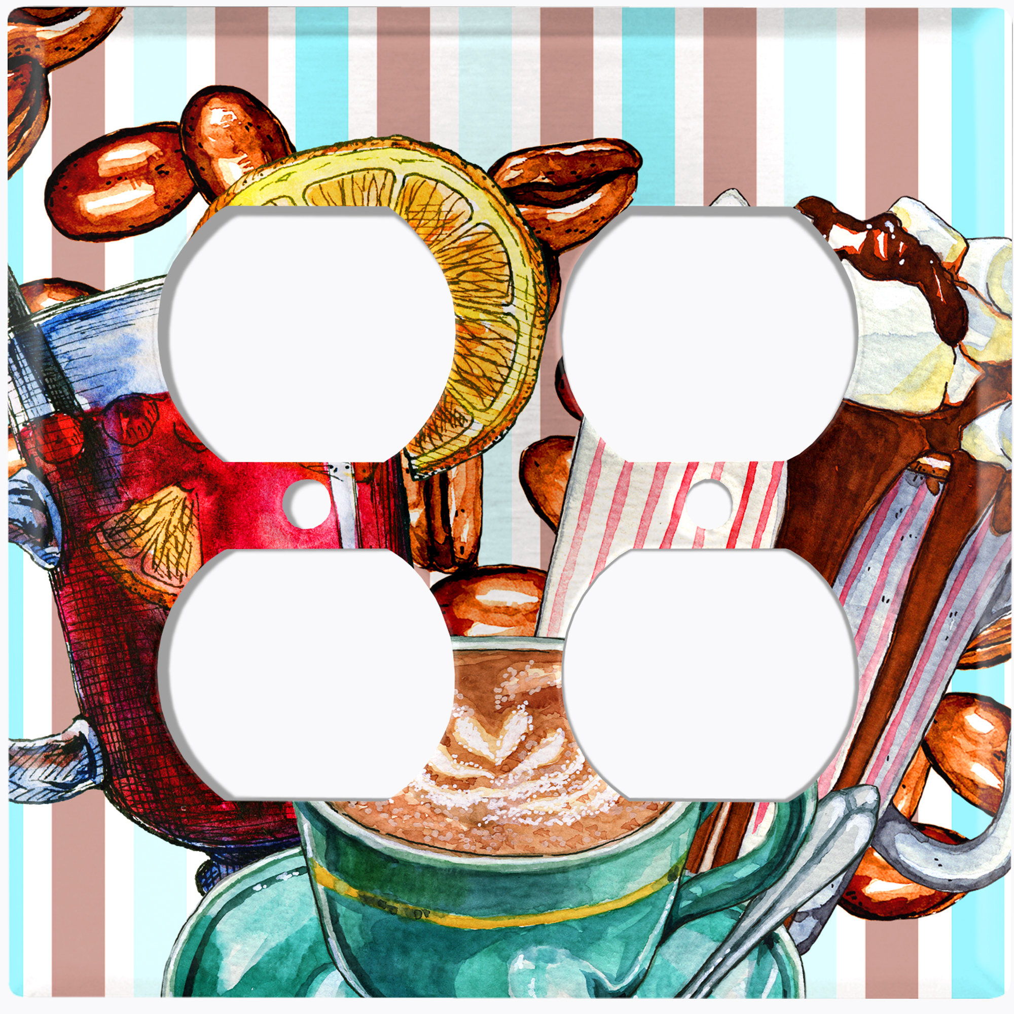 WorldAcc Coffee Beans Mocha Press Maker Teal Brown Stripes 2 - Gang ...