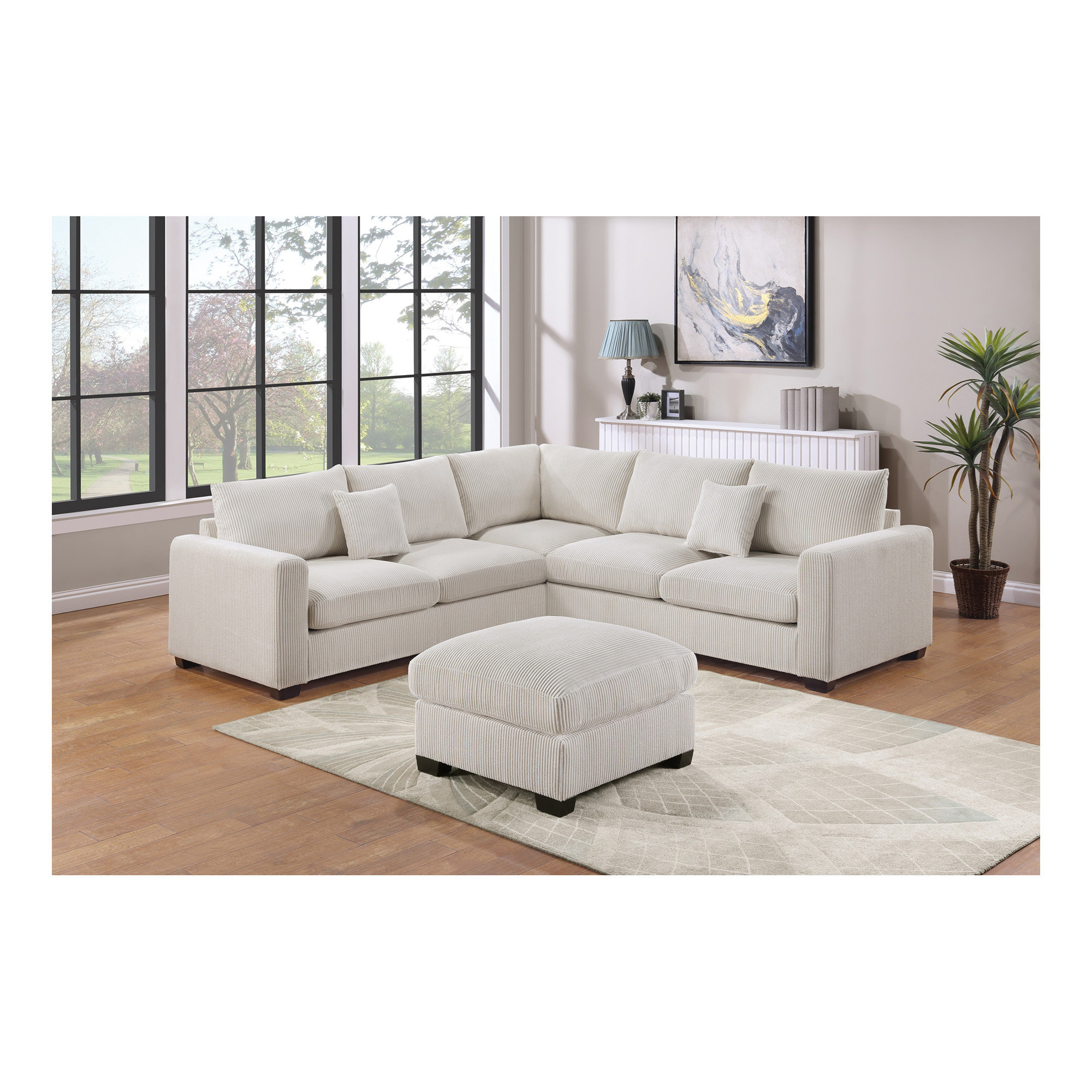 Latitude Run® L-Sectional Sofa Corduroy Ivory Colour LAF And RAF ...