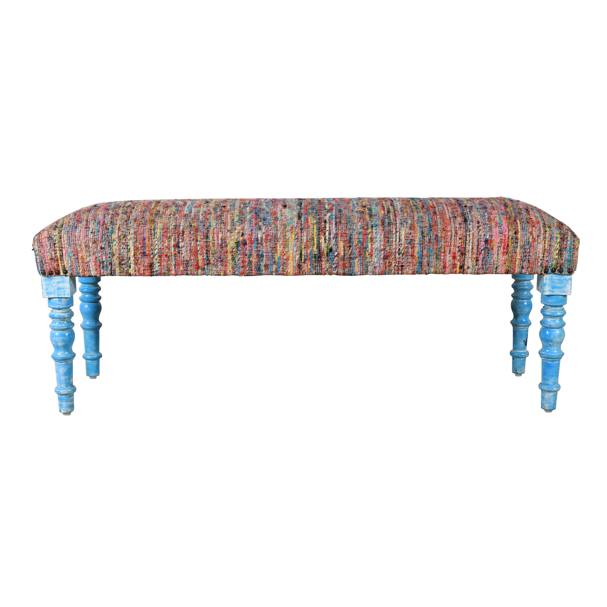 Bungalow Rose Einir Modern Boho Multicolor/Blue Striped Handmade ...