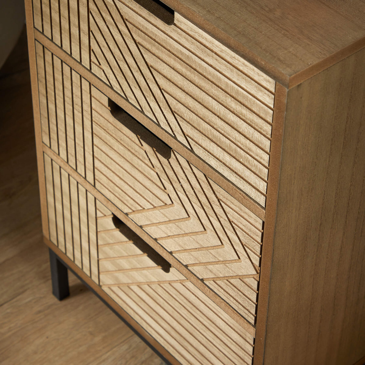 17 Stories Rett 3 Drawer Solid Wood Bedside Table Storage Unit ...