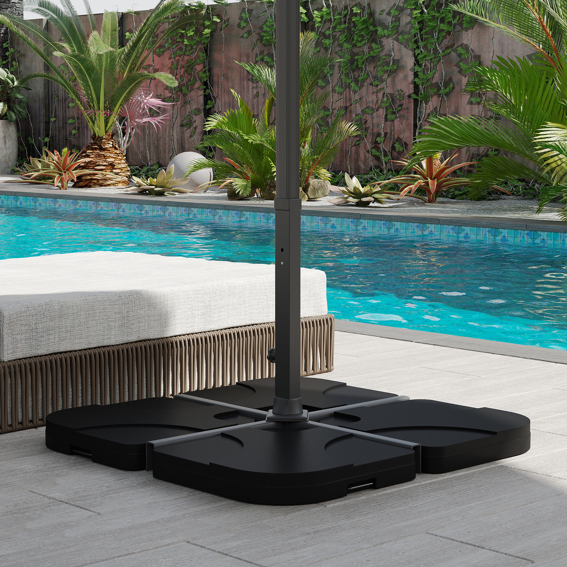 Arlmont & Co. Heavy-duty 4 Cantilever Umbrella Base, 158 Lb Capacity ...