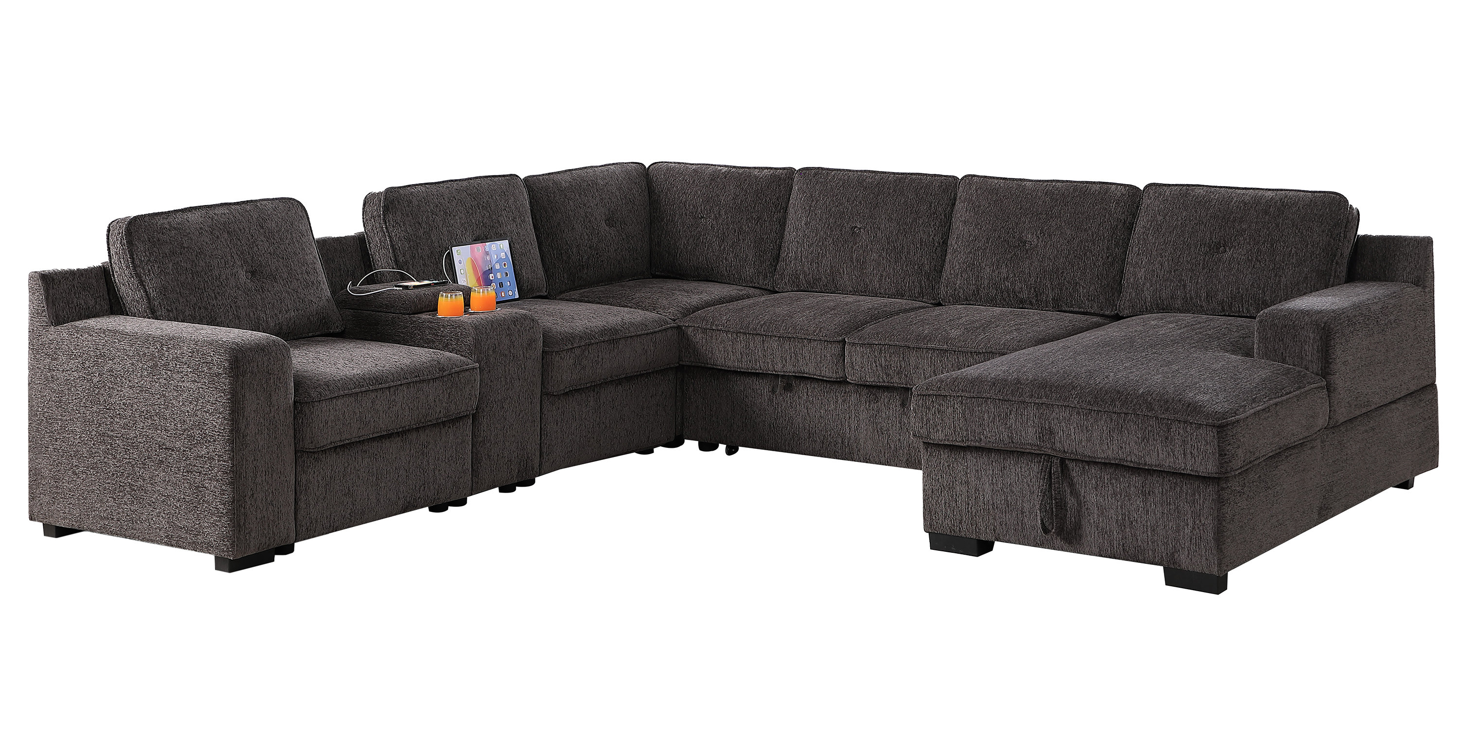 Latitude Run® Sleeper Sectional Tufted Sofa Bed With Storage Chaise ...