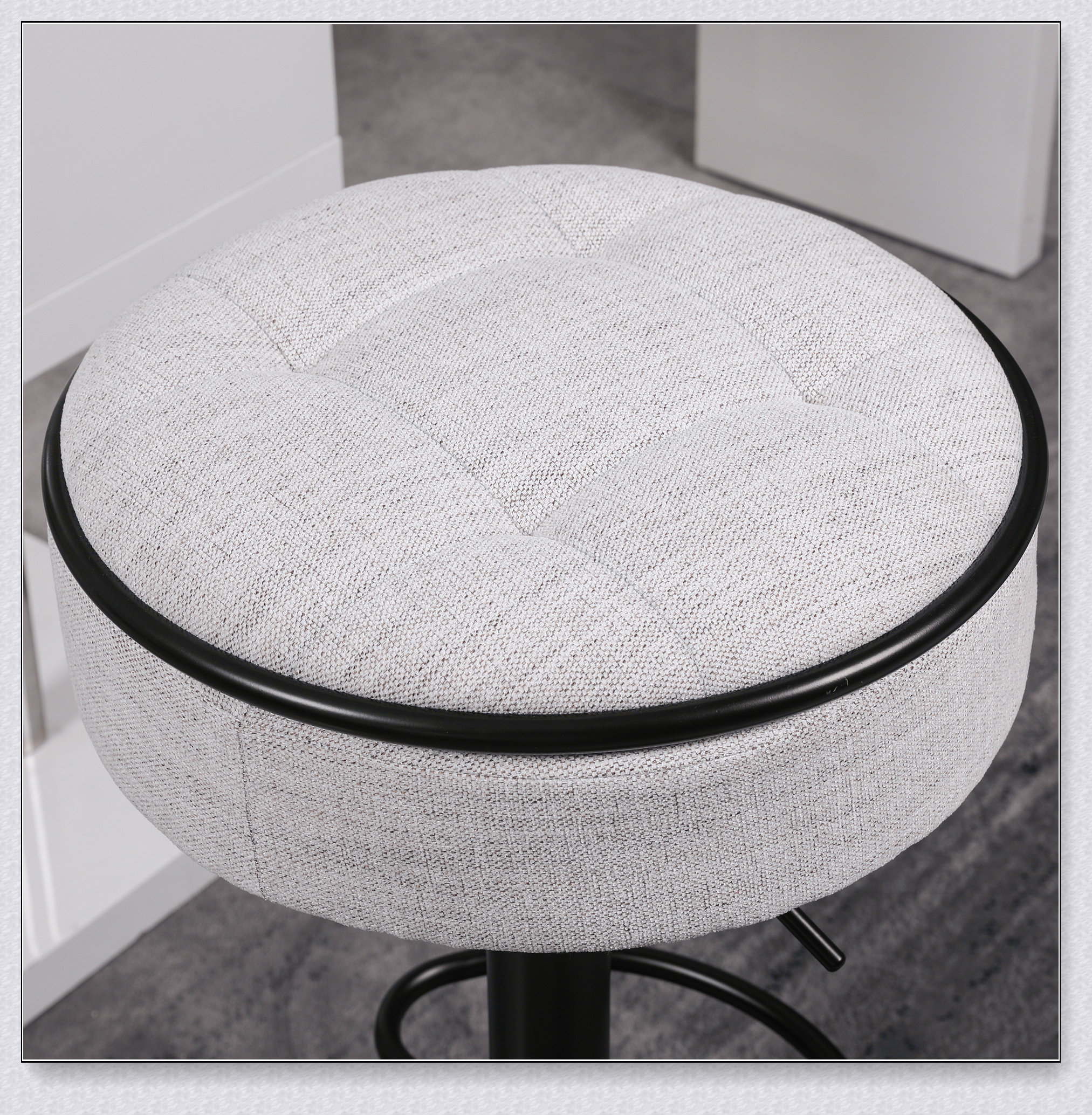 Latitude Run® Round Storage Bar Stool Set of 2 Faux Leather Height ...