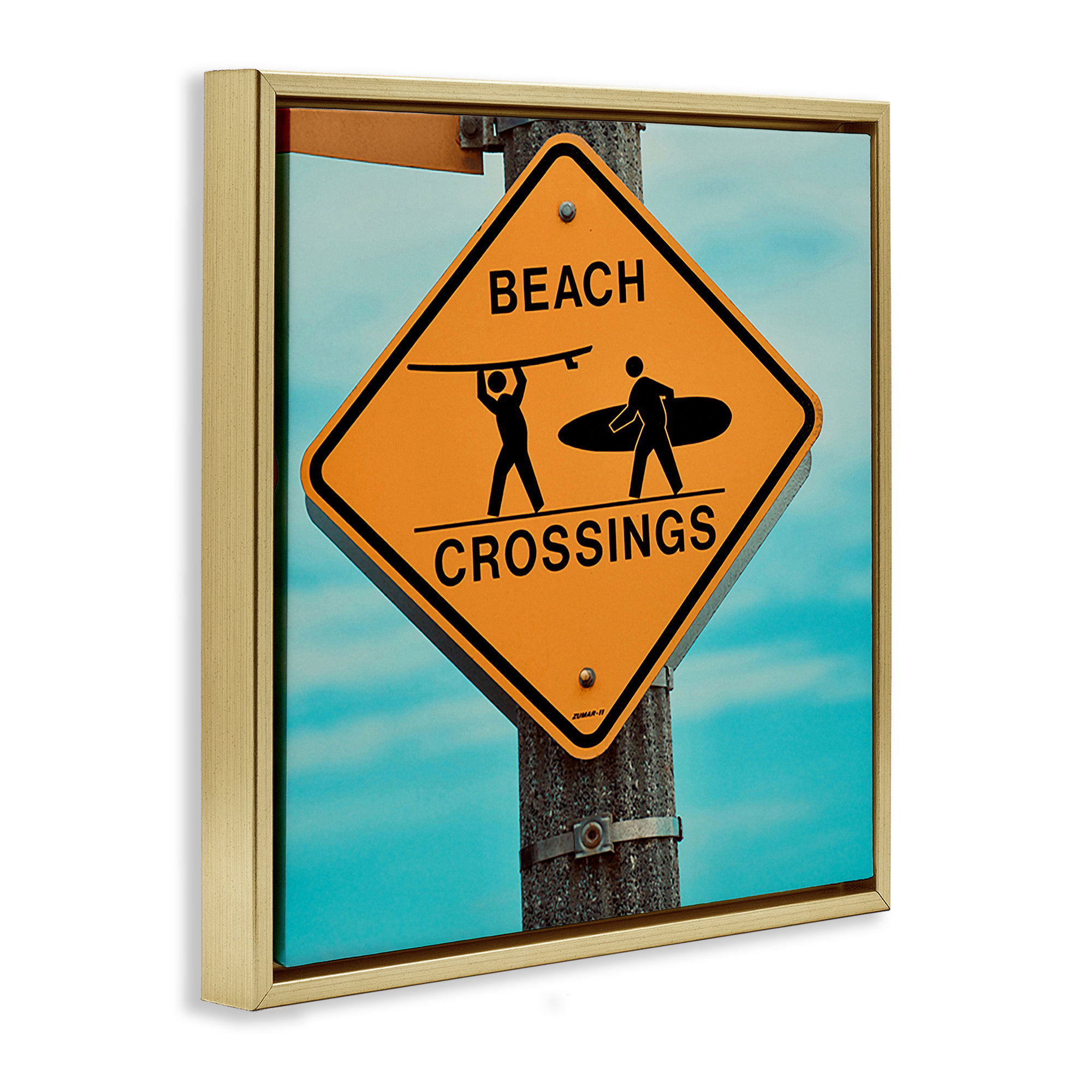 Highland Dunes Beach Crossing Sign Framed Floater Canvas Wall Art by ...