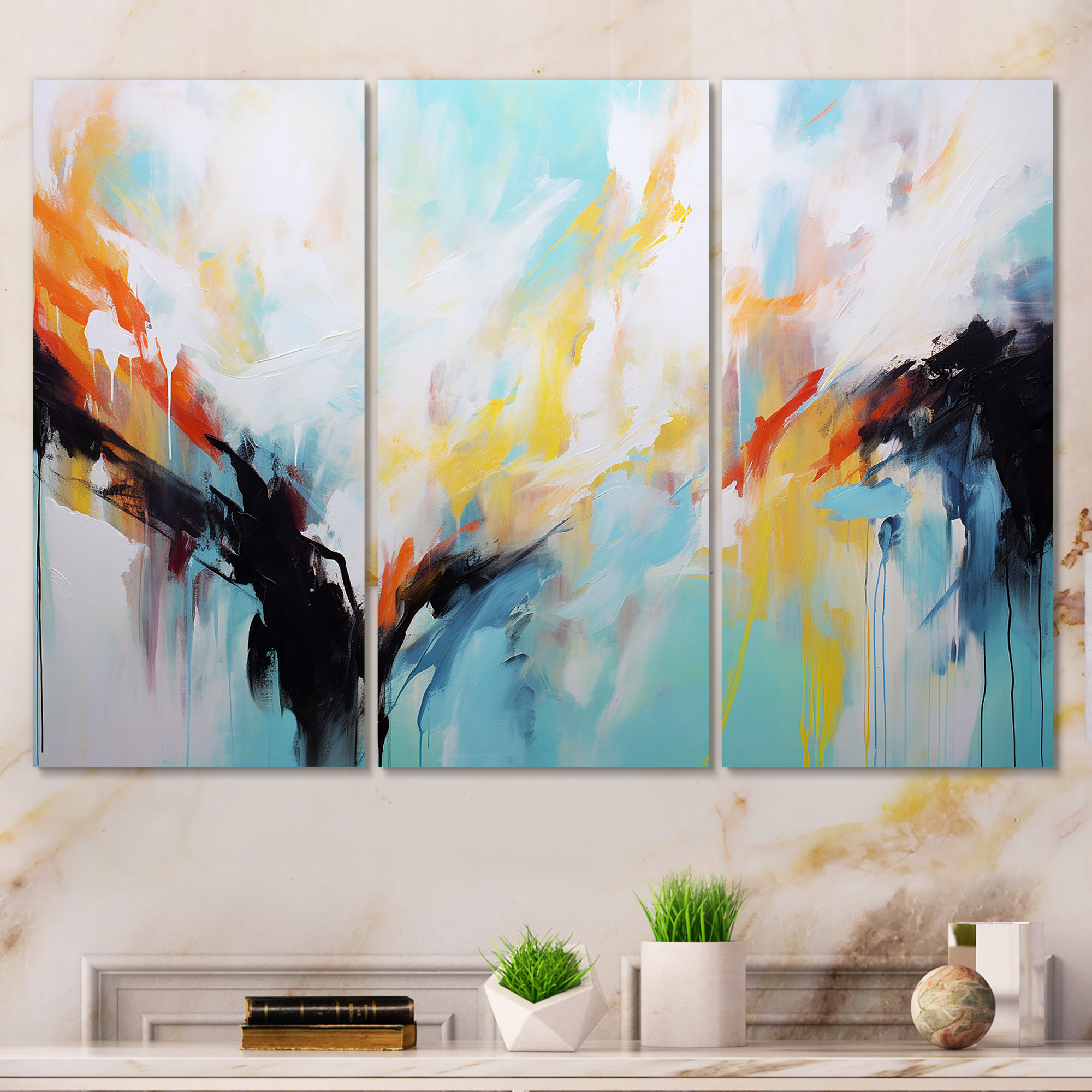 Ivy Bronx Azure Blue White Fusion - Abstract Wall Art | Wayfair