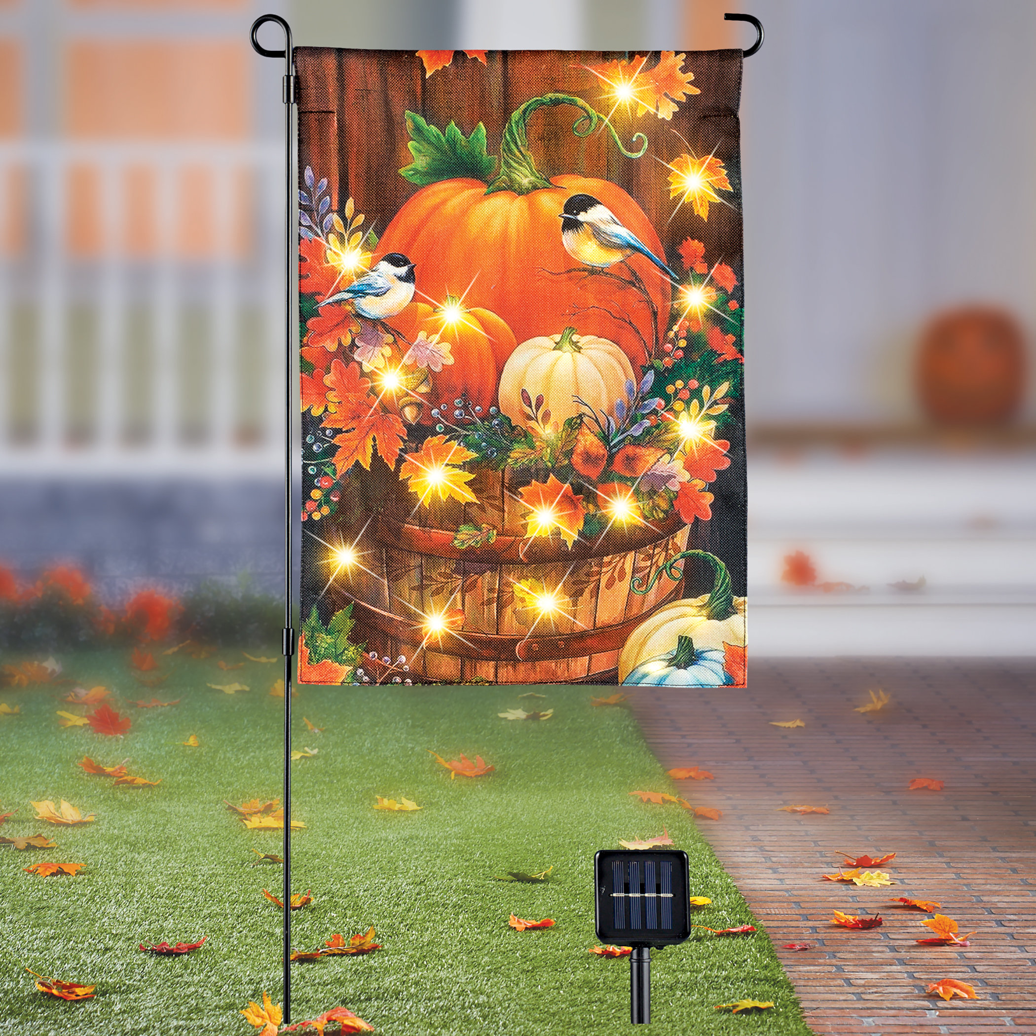 Arlmont & Co. Terico Solar Autumn Flag With Hanger | Wayfair