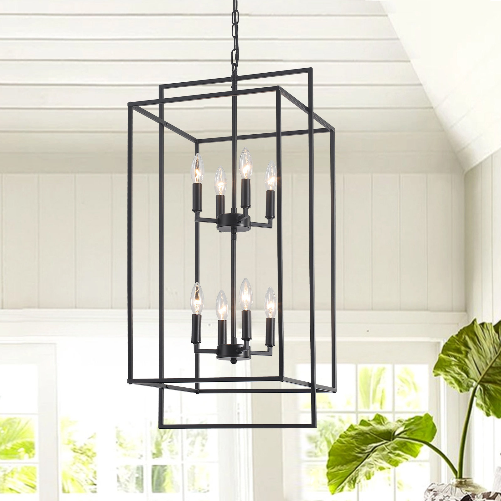 Mercer41 8 - Light Dimmable Lantern Rectangle Chandelier - Wayfair Canada