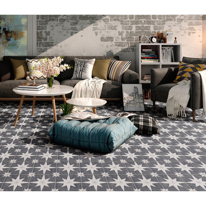 The Bella Collection Tulum Compass 8" x 8" Patterned Wall & Floor Tile ...