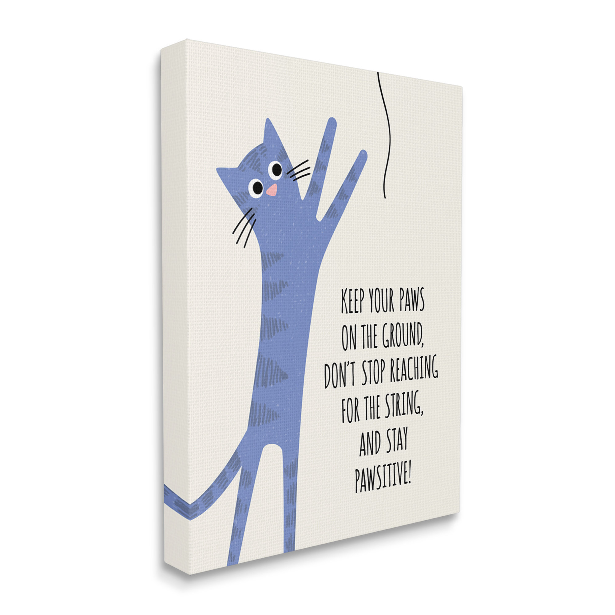 Stupell Industries Stay Pawsitive Cartoon Cat Playing Positivity ...