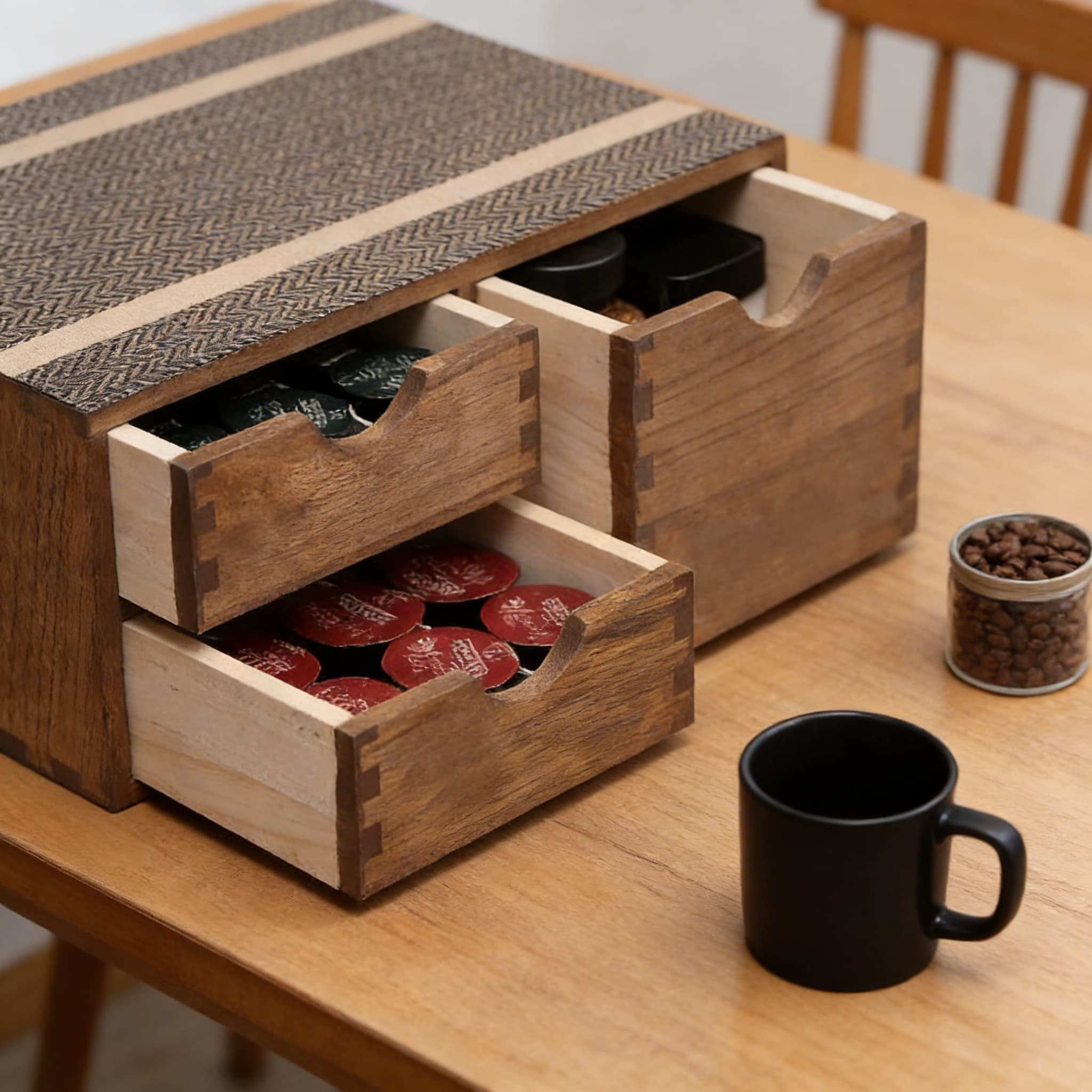 cangbaoge Wooden Coffee Pod Storage Drawer Organizer With Detachable ...