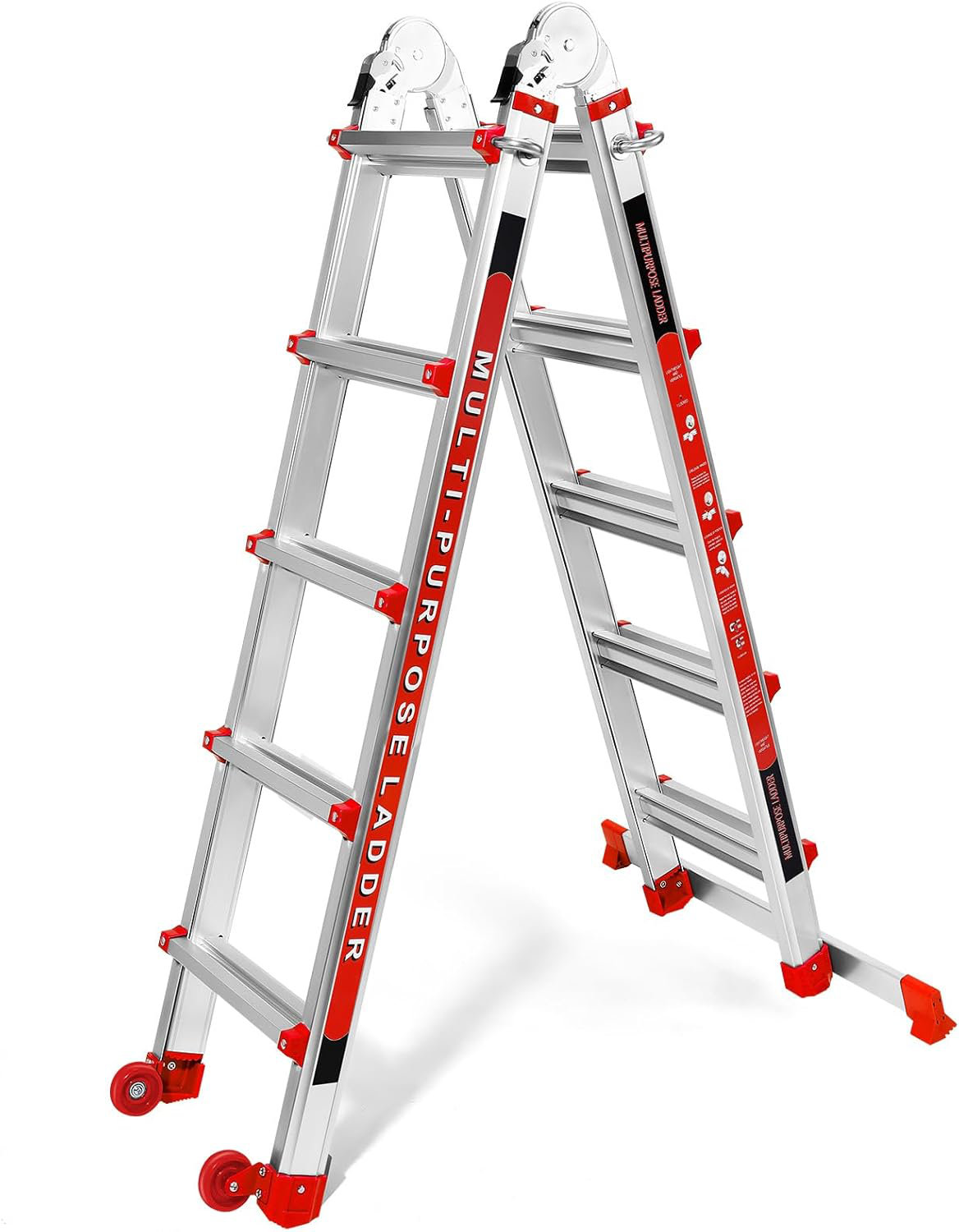 WFX Utility™ Ladder 17FT, A Frame 5 Step Telescoping Ladder With ...