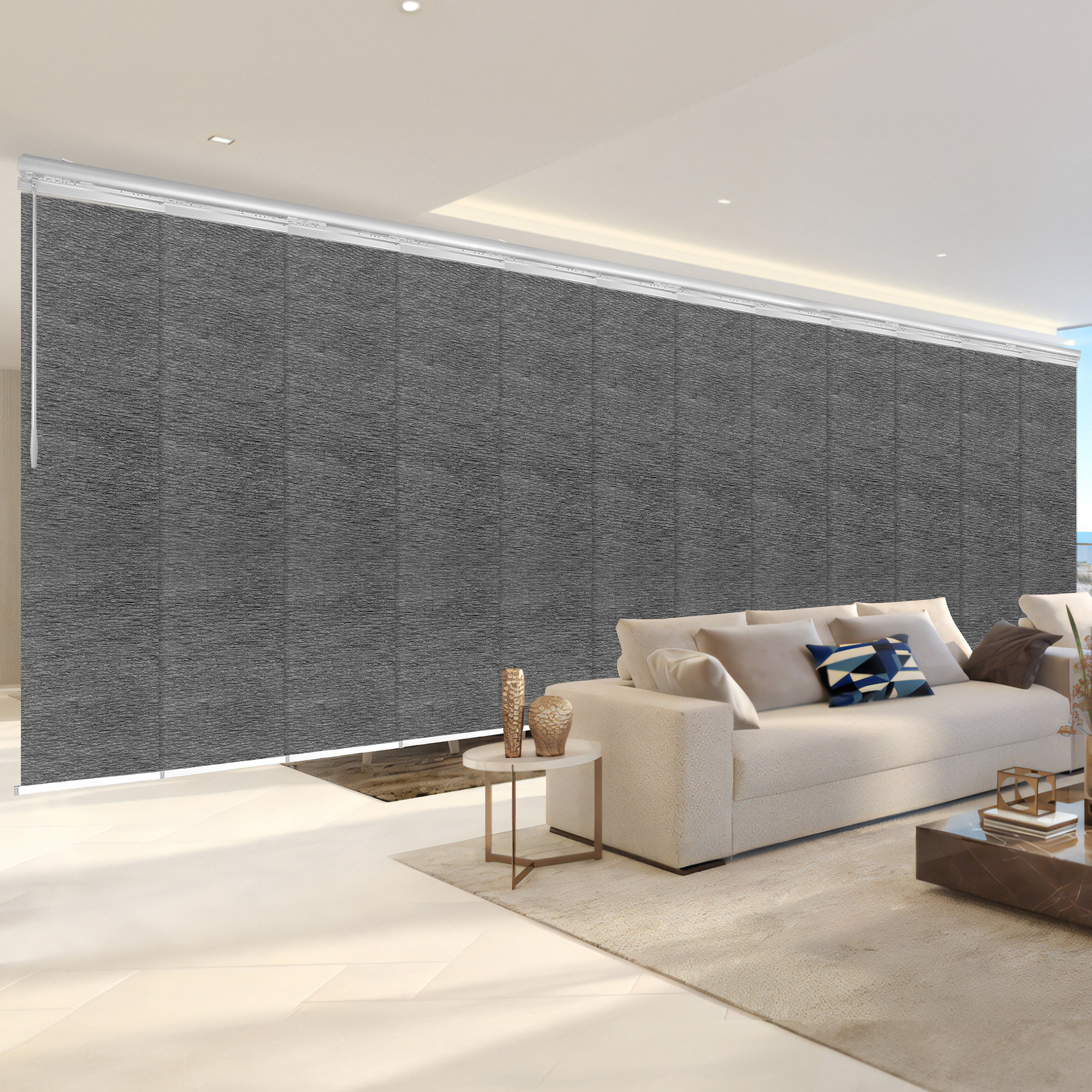 Rod Desyne Charcoal Camo 12-Panel Double Rail Semi-Sheer White ...