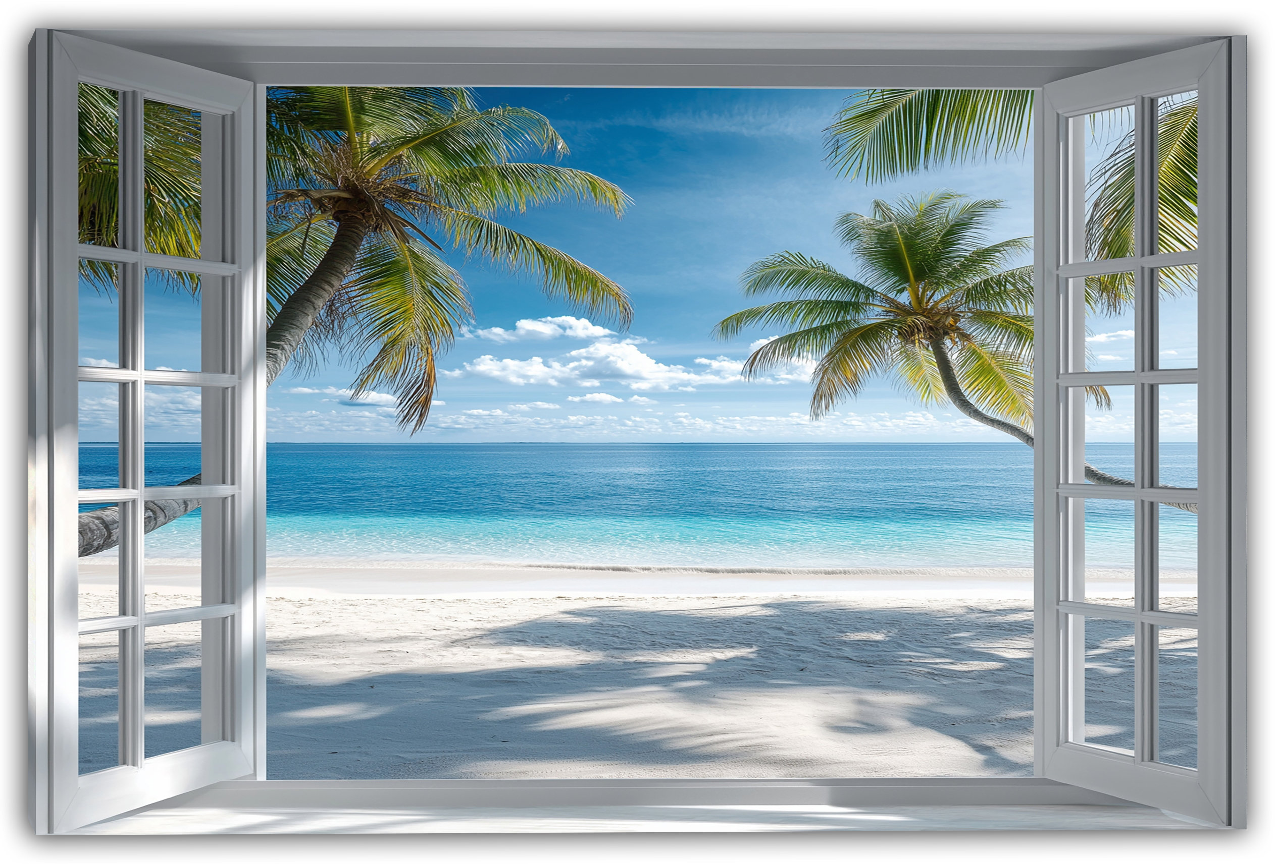Bay Isle Home™ Palm Trees and Blue Ocean Through Window - Coastal ...