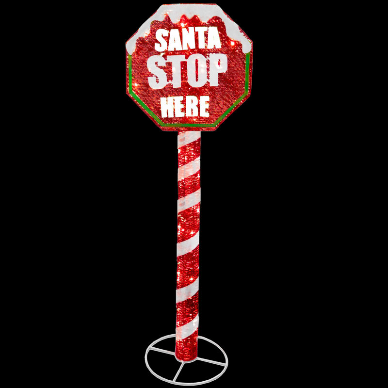 The Holiday Aisle® 60 in. Stop Sign Decoration with LED Lights ...