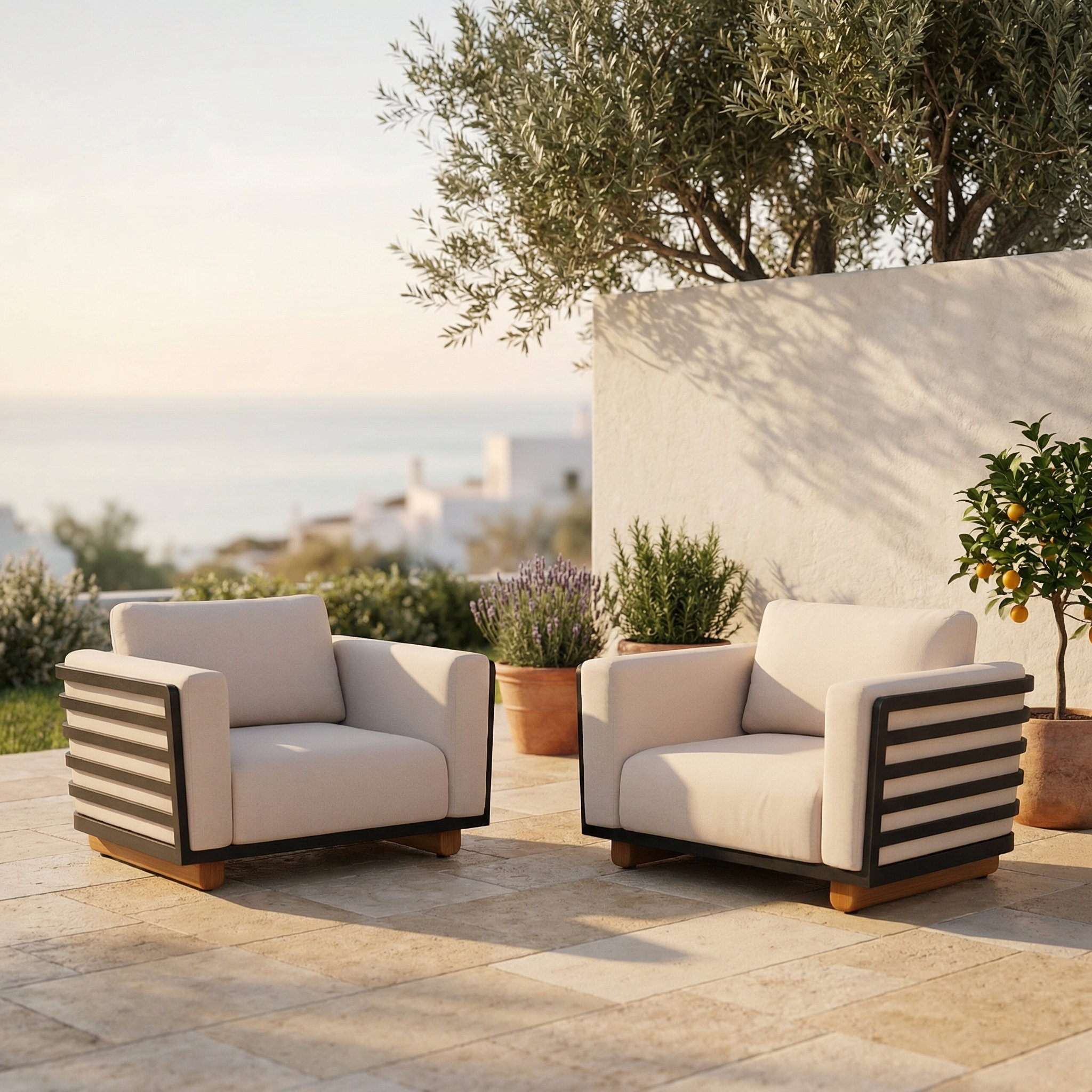Latitude Run® 34.6'' Powder Coated Aluminum Outdoor Patio Club Chairs ...